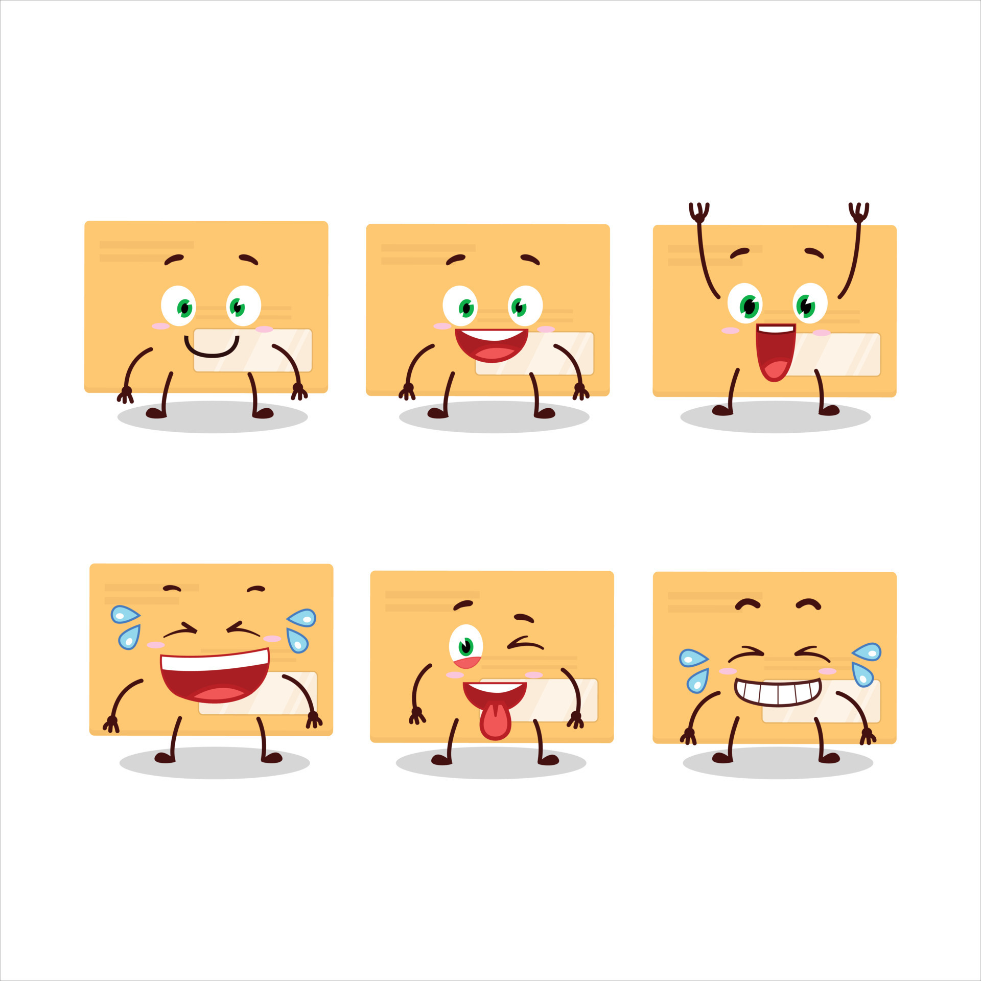 Cartoon character of brown rectangle envelope with smile expression ...