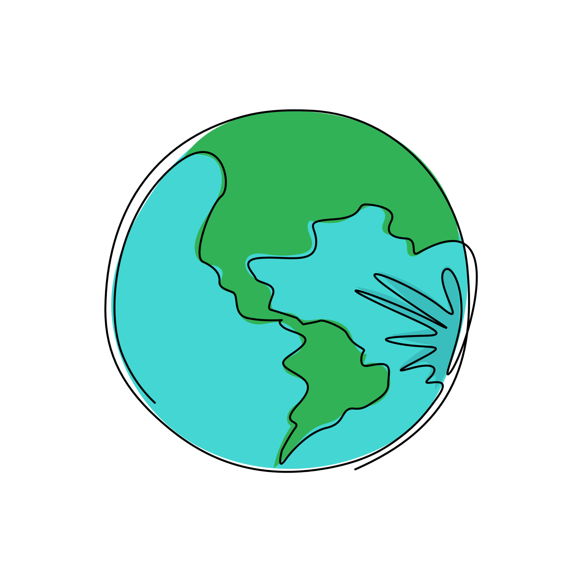 Single one line drawing planet earth icon logo. Global map. World ... Single one line drawing planet earth icon logo. Global map. World ...