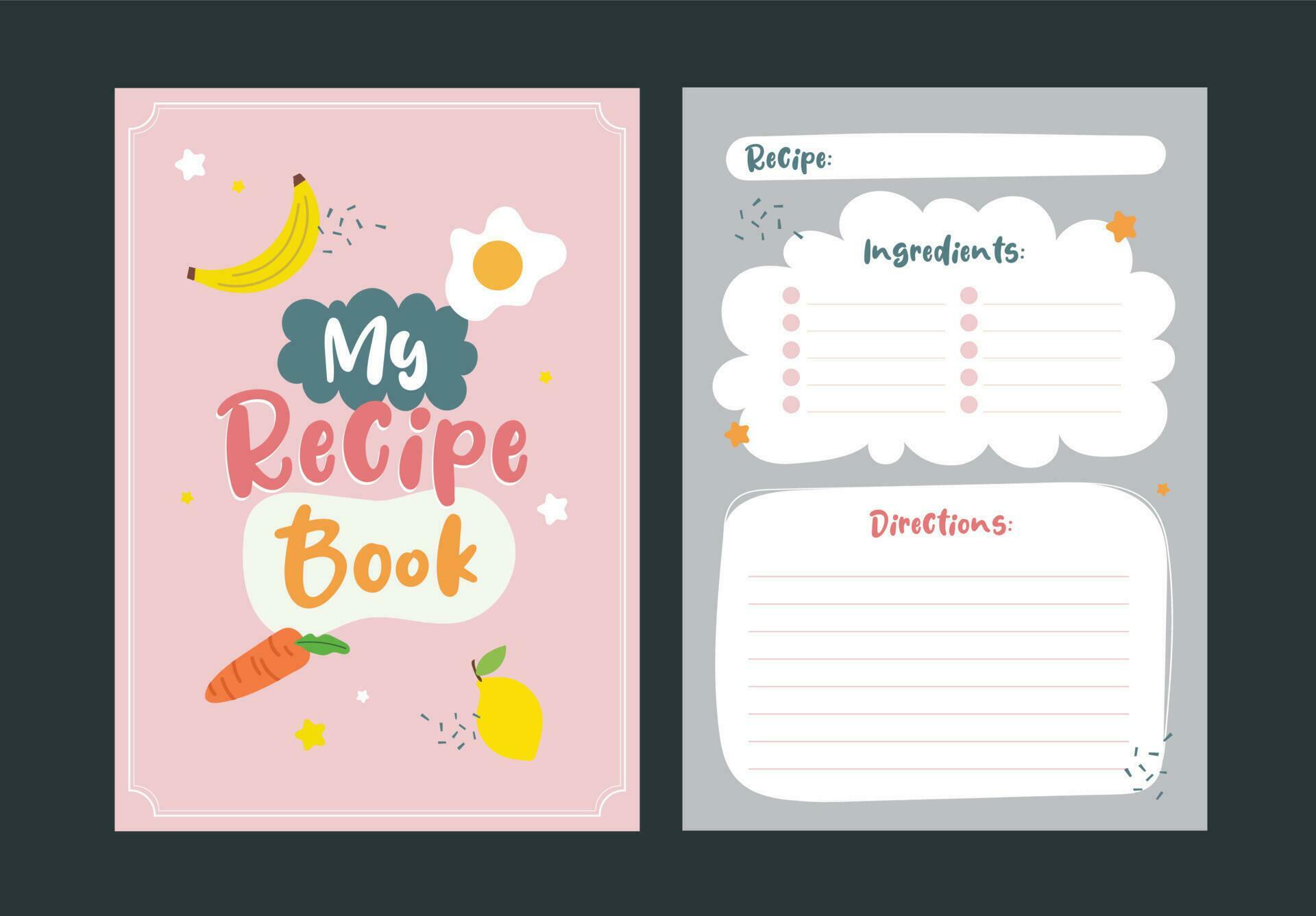 flat cute colorful design vector my recipe book cover 23863547 Vector Art at Vecteezy