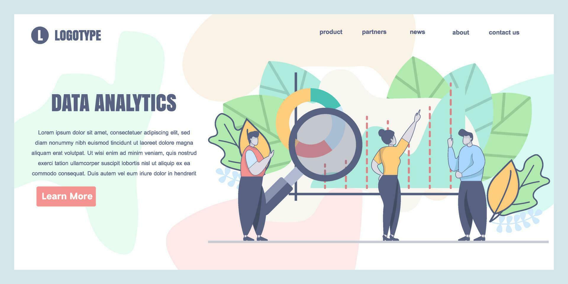 Vector web site design template. Data analytics, dashboard and business ...
