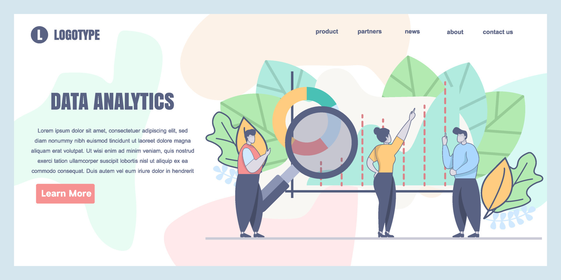 Vector web site design template. Data analytics, dashboard and business ...