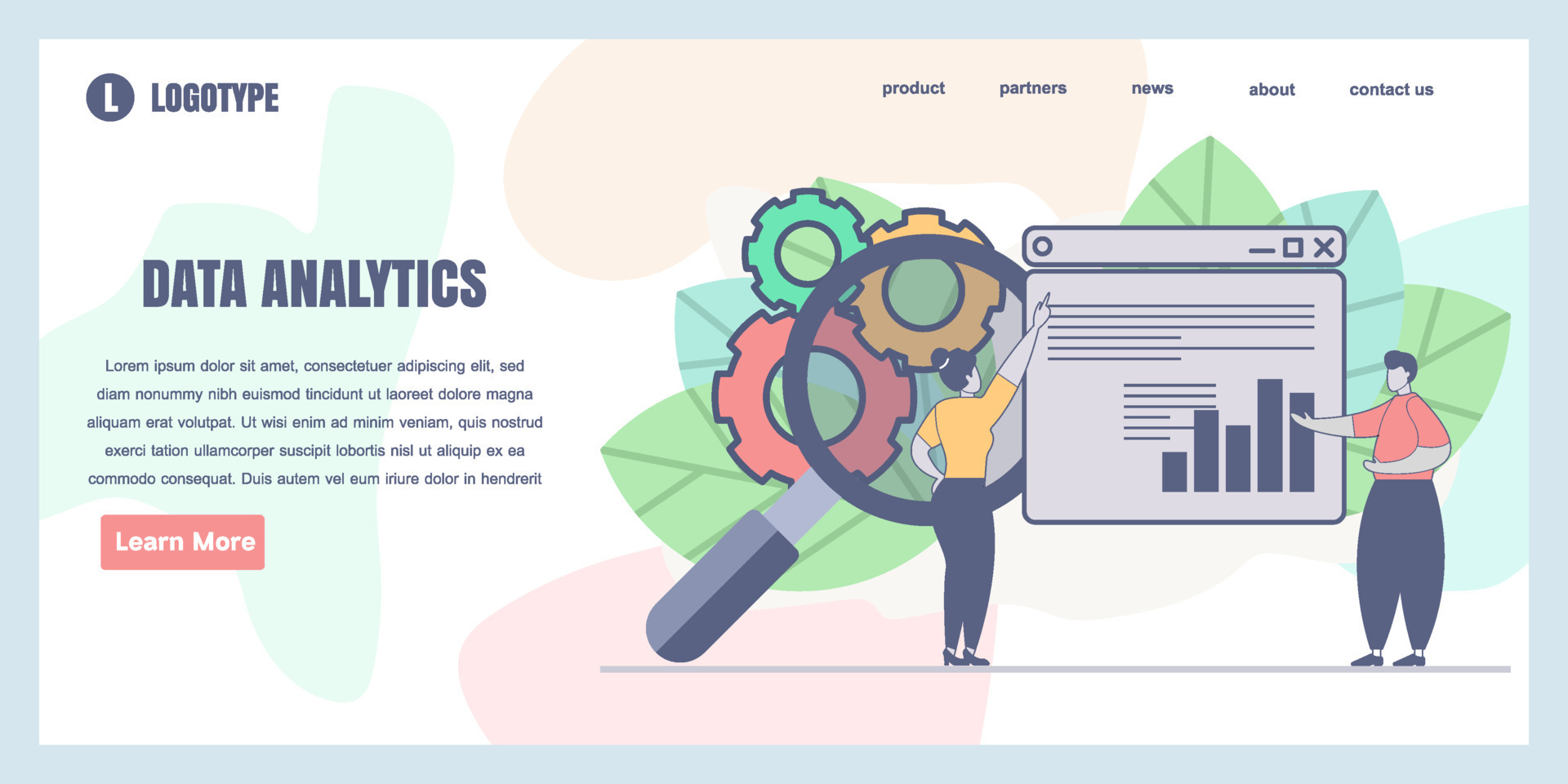 Vector web site design template. Data analytics, dashboard and business ...