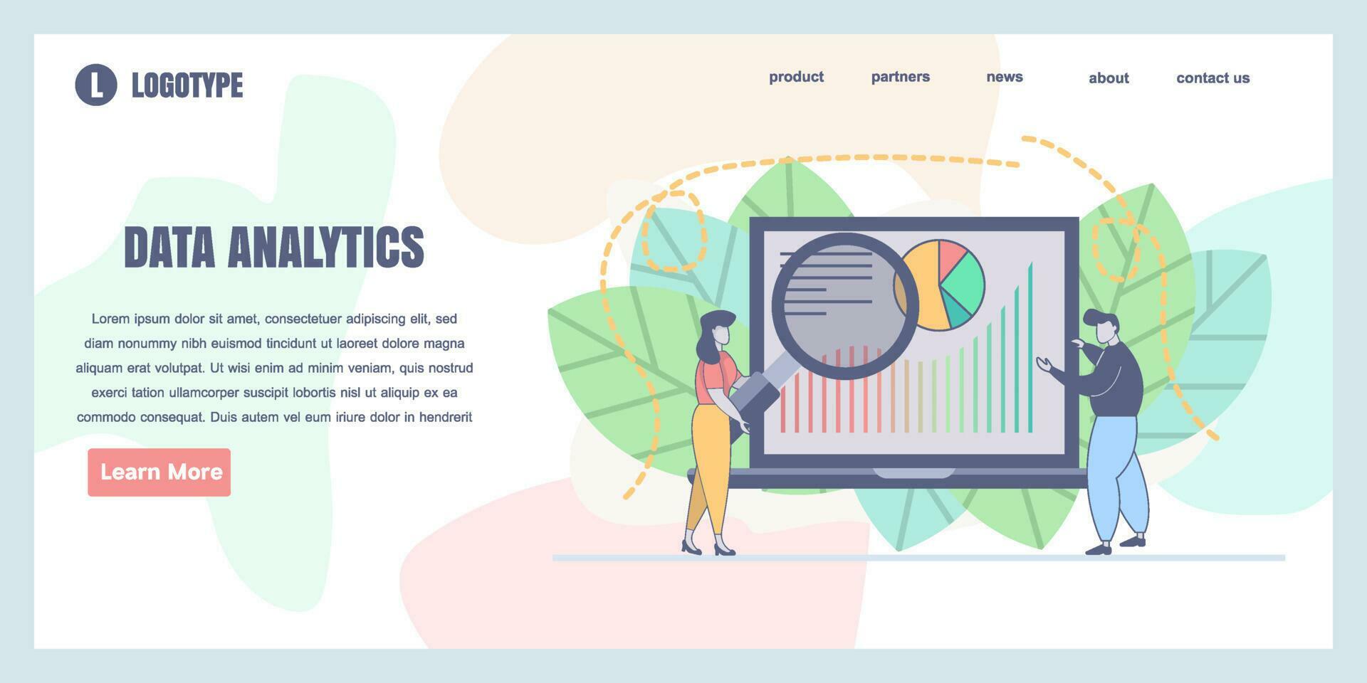 Vector web site design template. Data analytics, dashboard and business ...