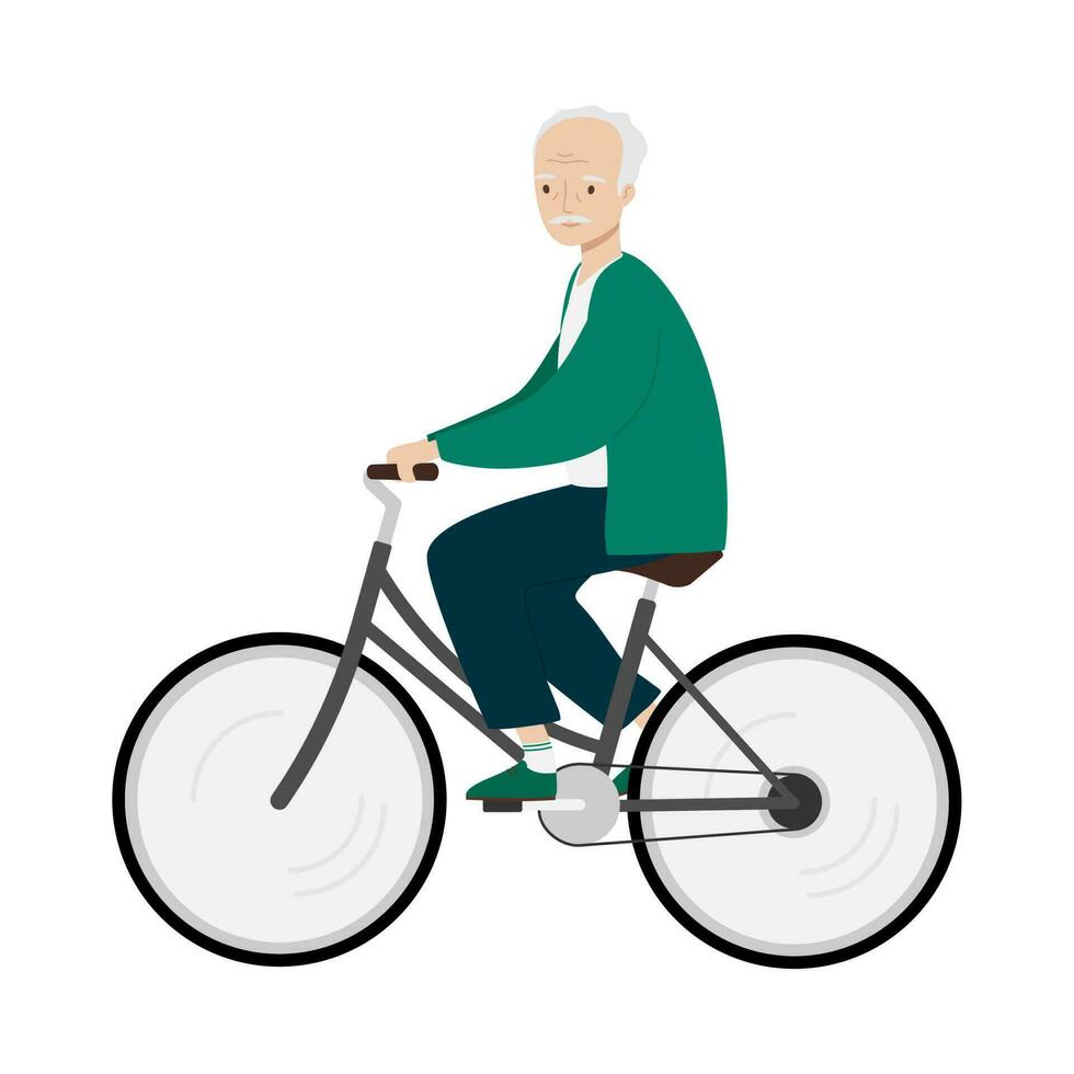Senior man riding bicycle. Old man on bike. Isolated Vector ... Senior man riding bicycle. Old man on bike. Isolated Vector ...