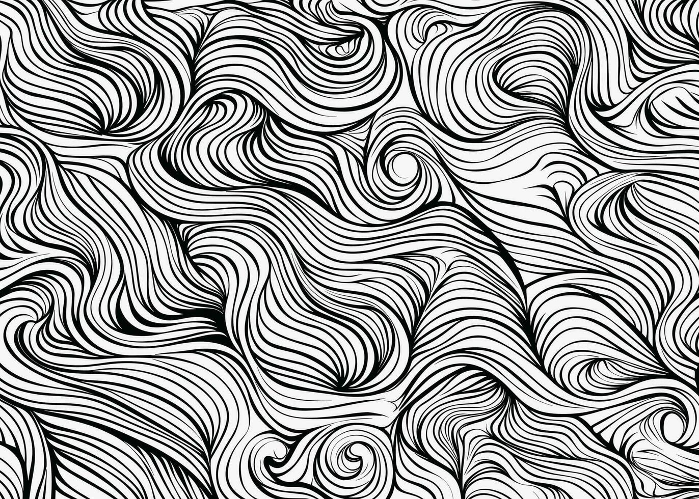 vector seamless line drawing pattern with curves, in the style of ...