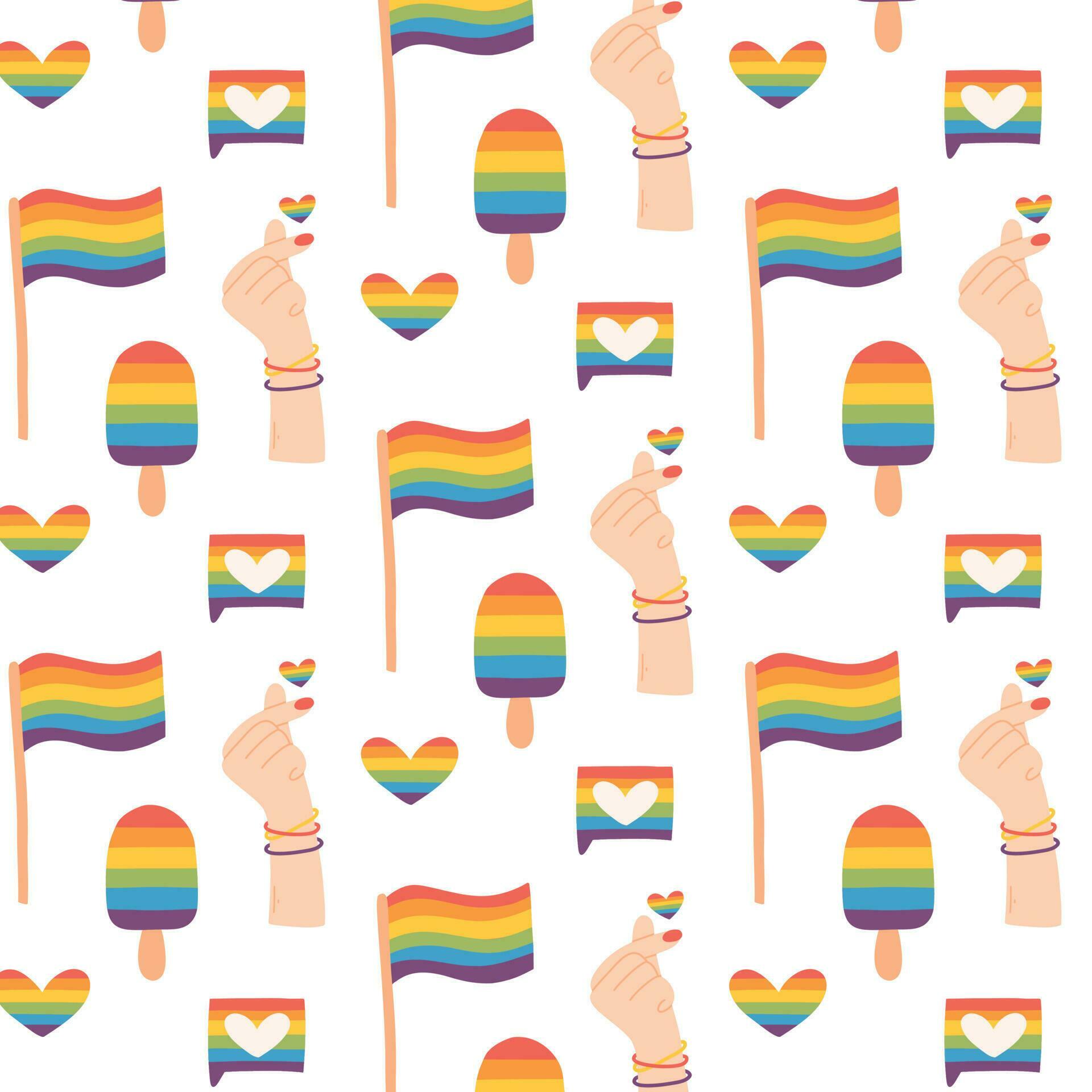 Seamless pattern with LGBT symbols. Vector illustration. Flat style ...