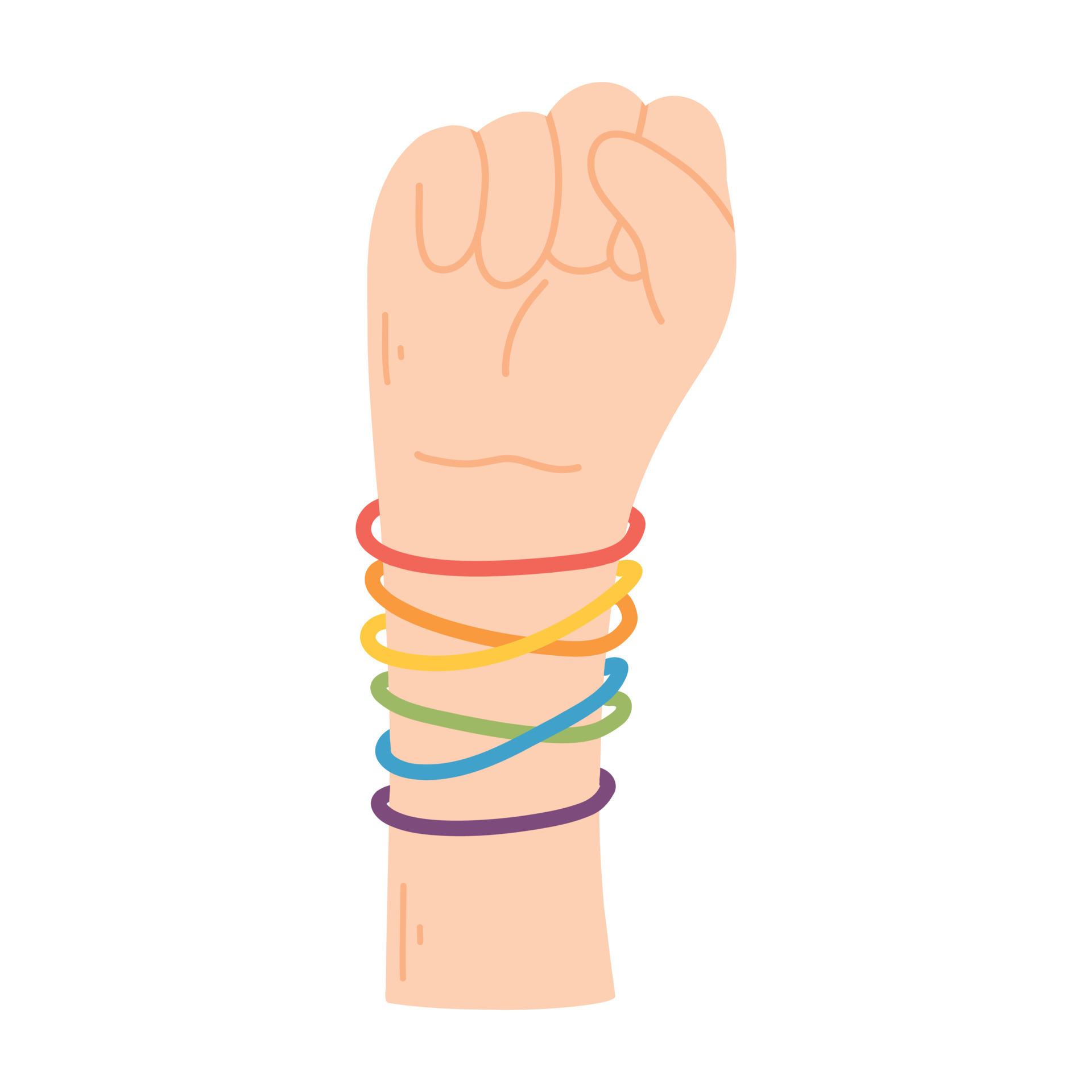 Lgbt support sign. Flat style. Vector illustration. Drawn hands with ...