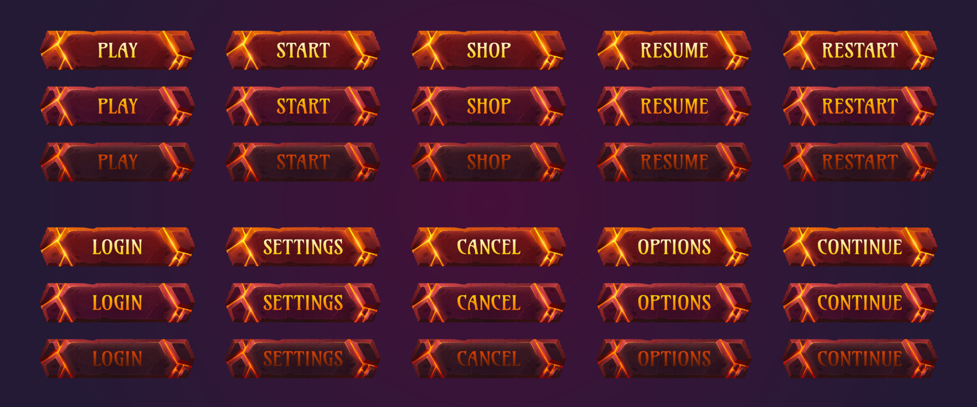 Fantasy lava game button vector ui interface set 23865061 Vector Art at ...