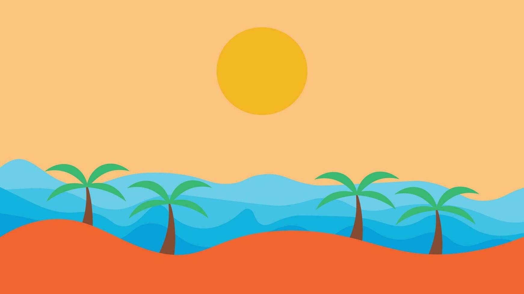 Summer beach. Seaside landscape 23866297 Vector Art at Vecteezy Summer beach. Seaside landscape 23866297 Vector Art at Vecteezy