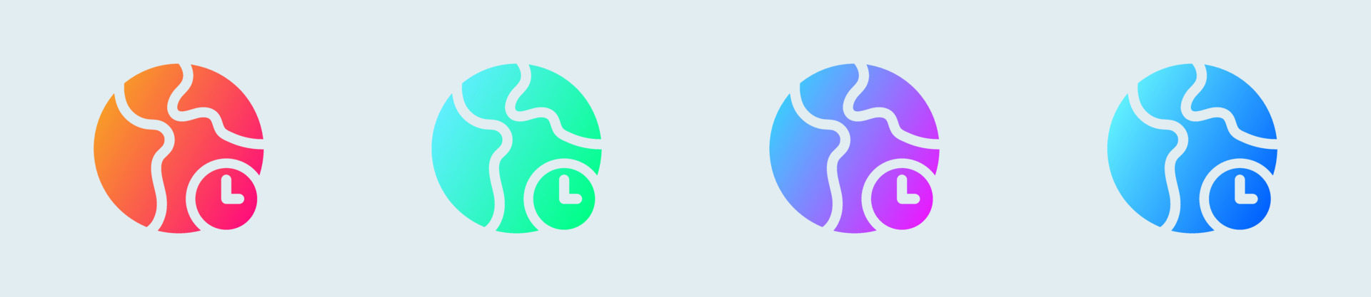 World Time Solid Icon In Gradient Colors Clock Signs Vector