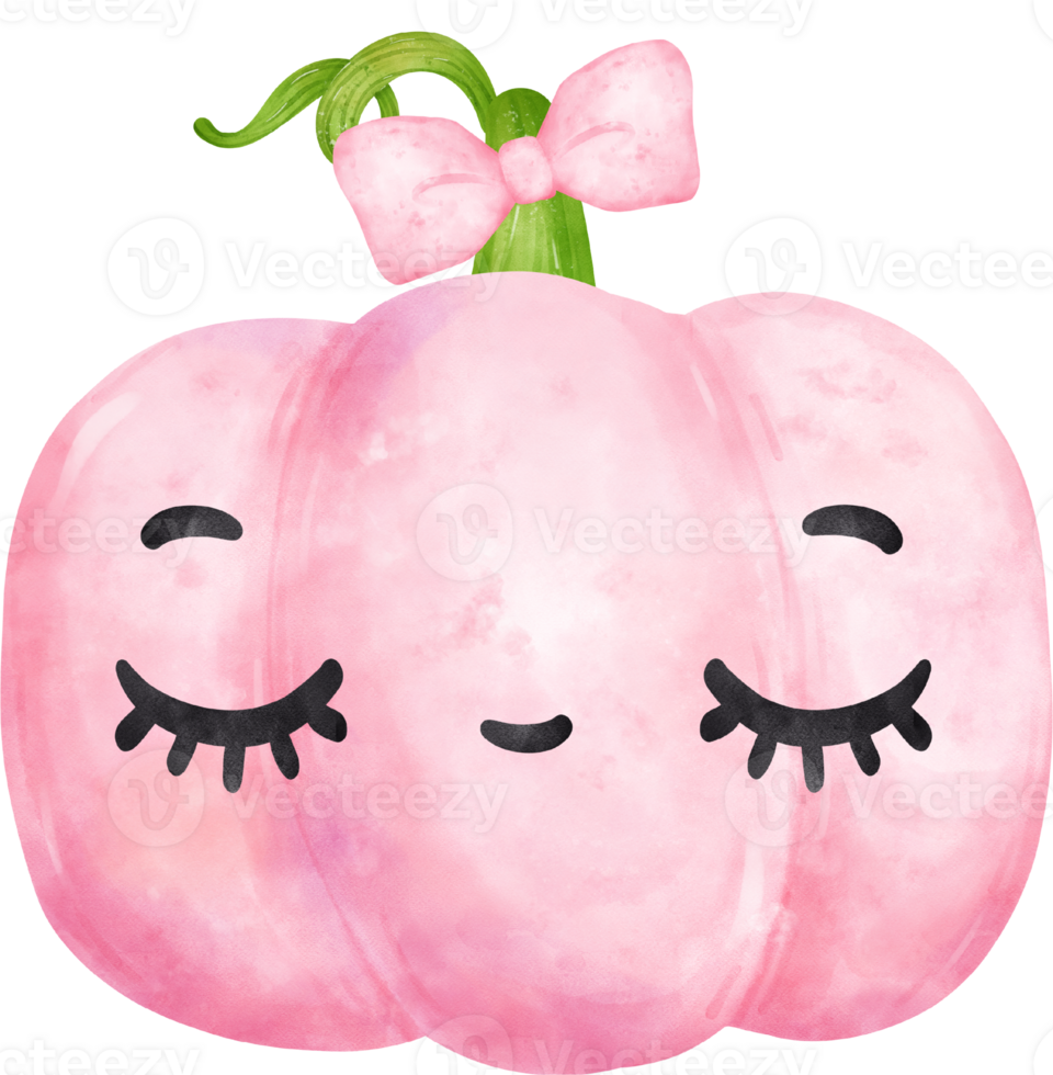 Cute Pink Halloween pumpkin girl cartoon character hand painted ...