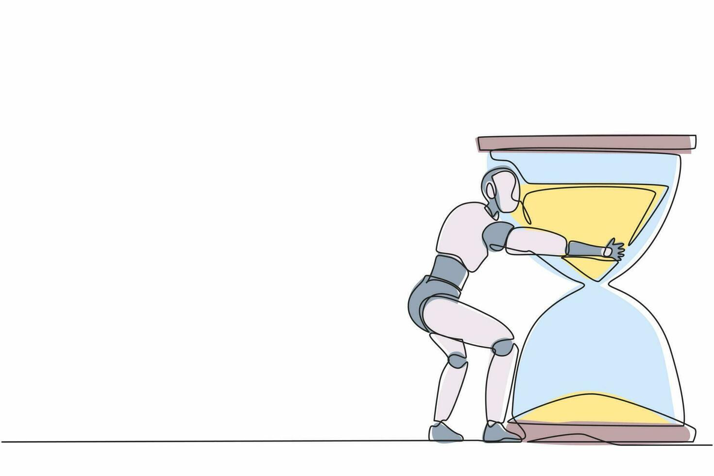 Single Continuous Line Drawing Robots Hugging Huge Hourglass Modern Robotics Artificial