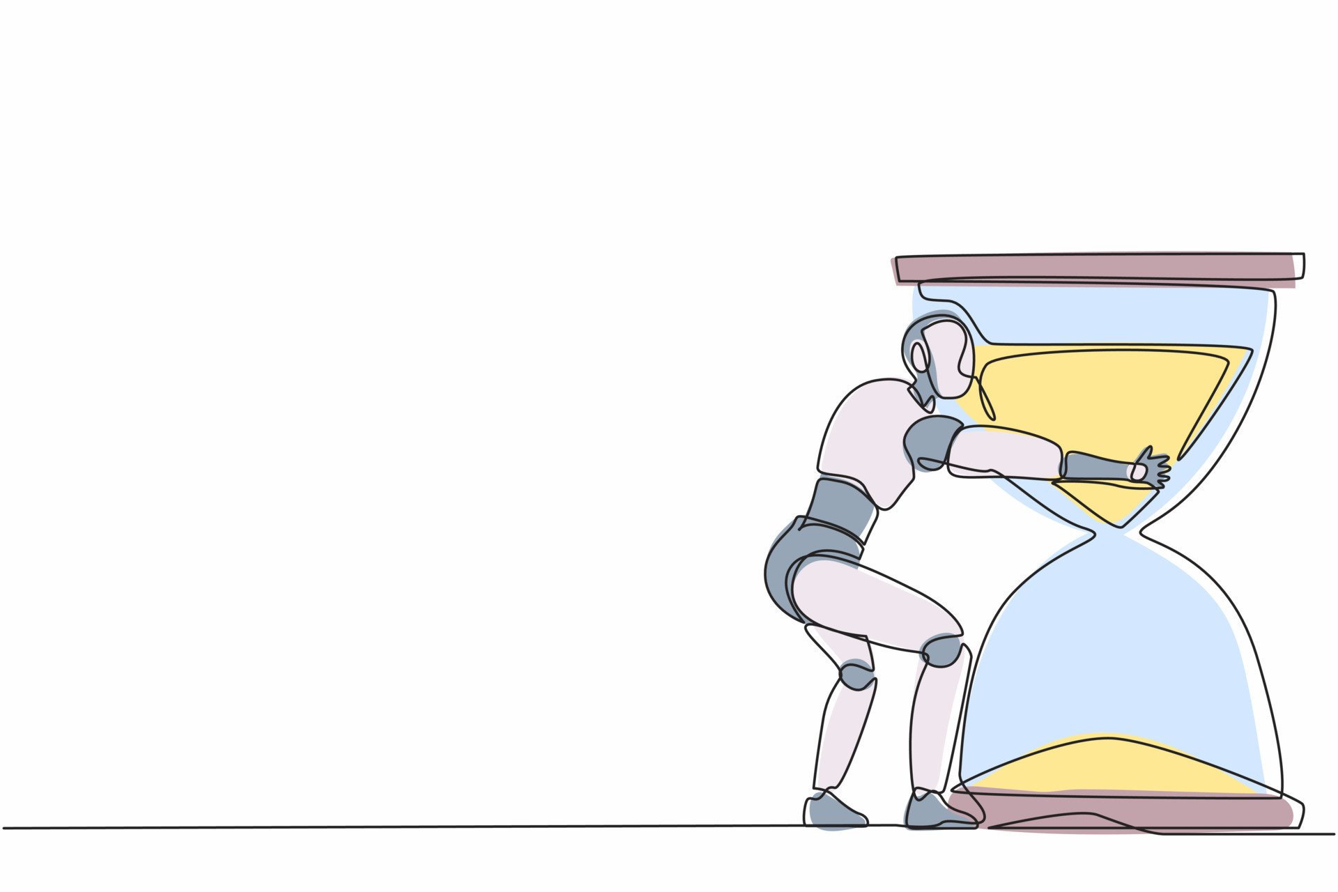 Single Continuous Line Drawing Robots Hugging Huge Hourglass Modern Robotics Artificial