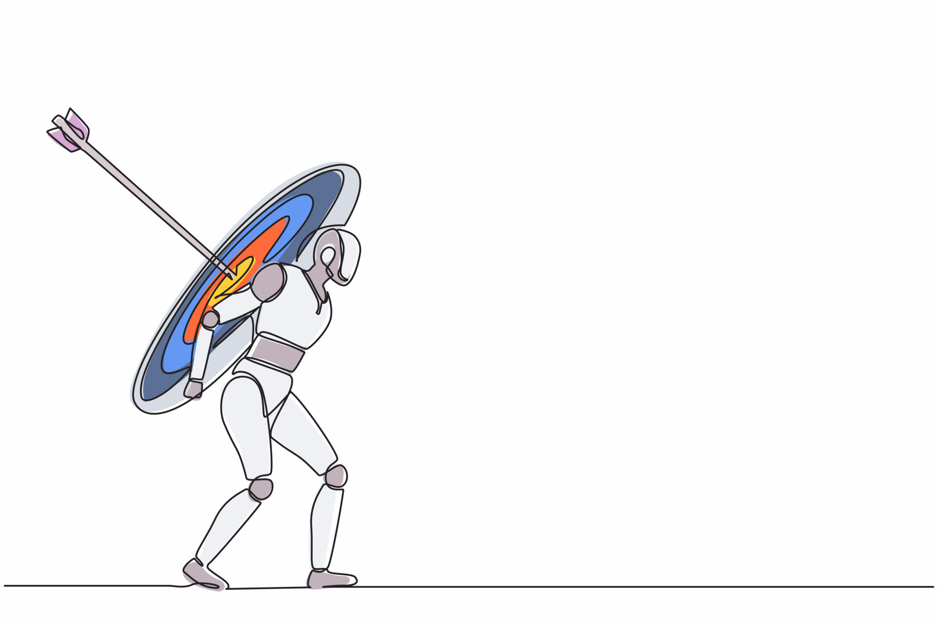 Continuous One Line Drawing Robots Carrying Heavy Huge Target With Exact Arrow Humanoid Robot