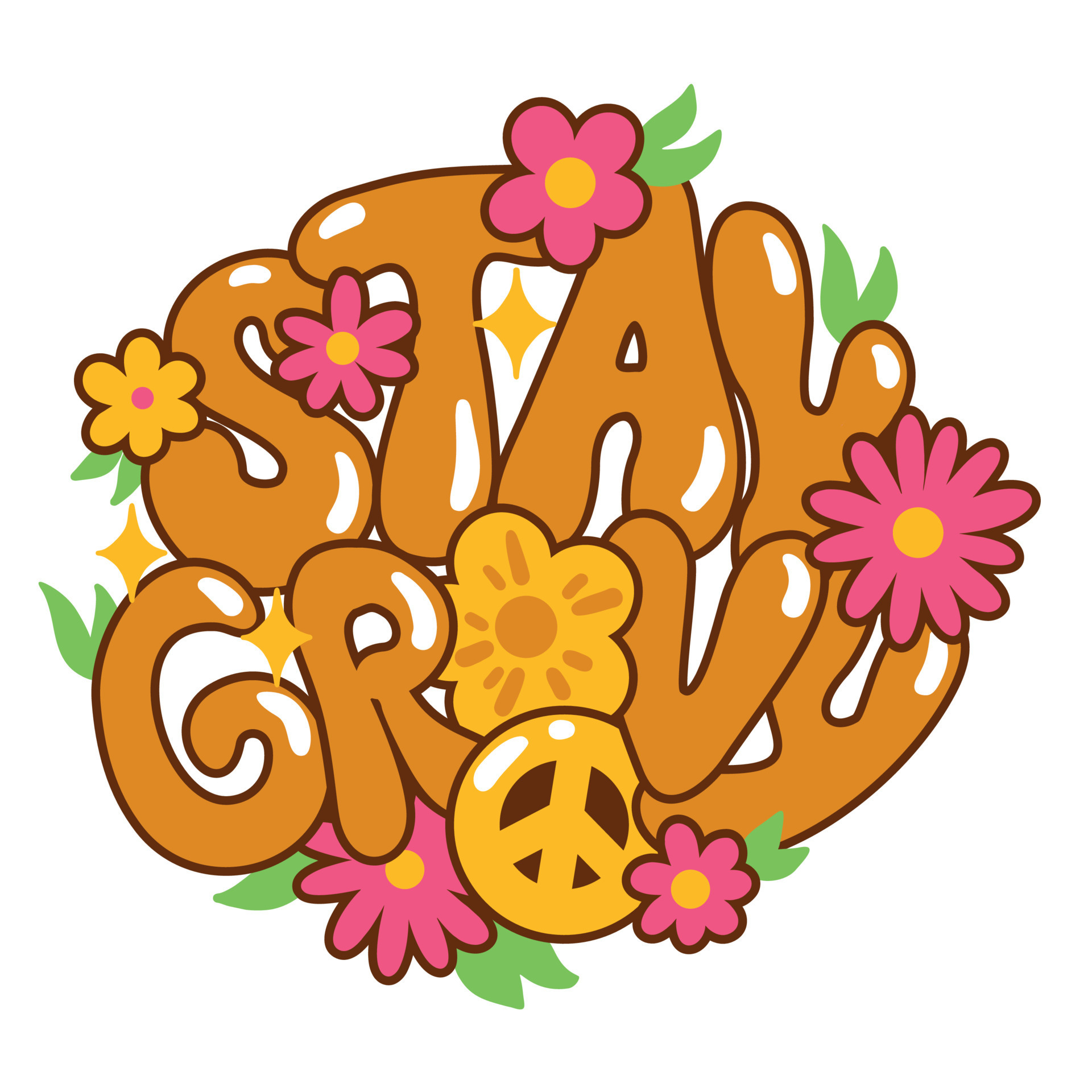 Stay groovy - short phrase in style 70s. Hippy culture. Logo for t-shirt and others summer print ...