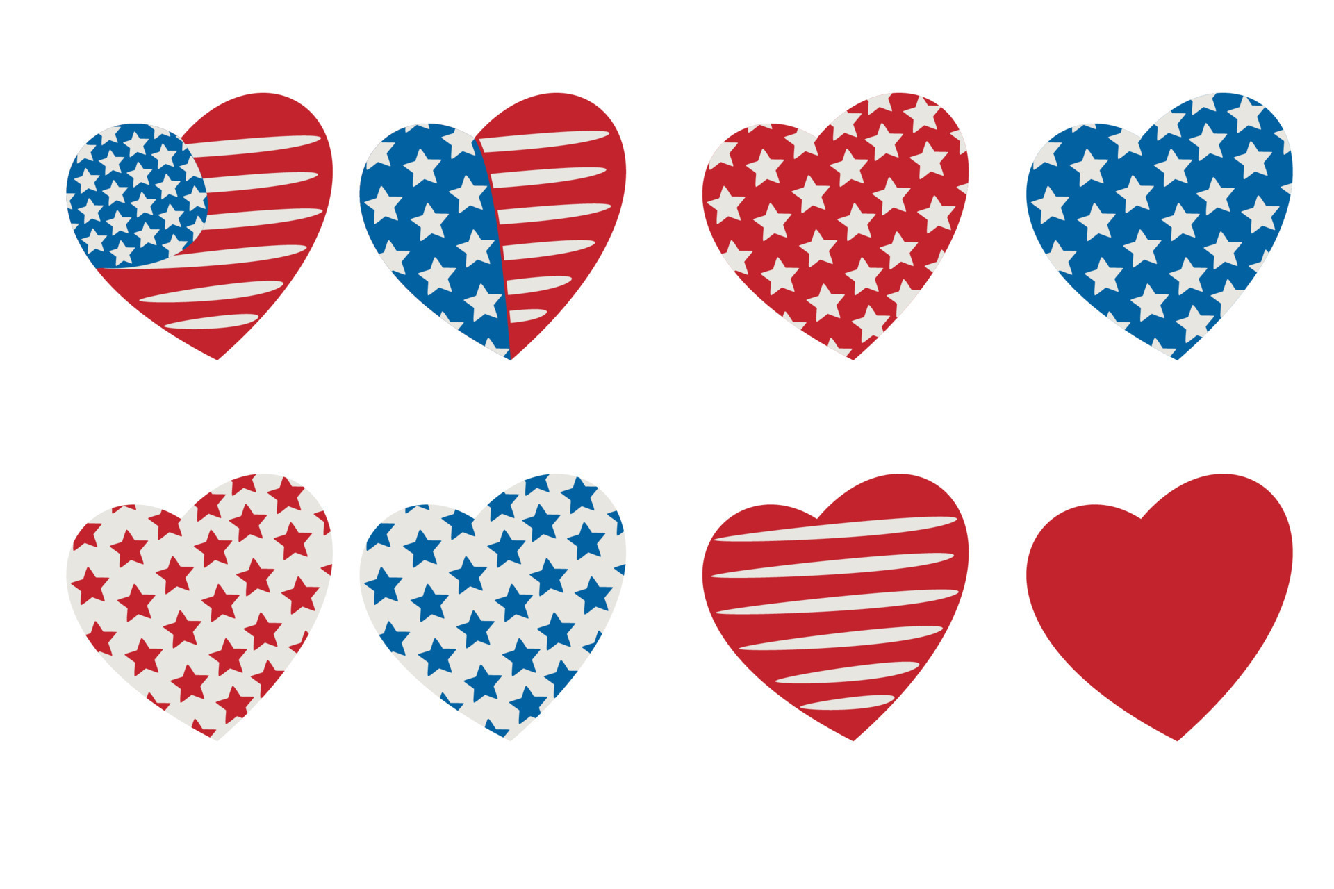Hearts in Patriotoic Colors. 4th of July Patriotic Concept ...