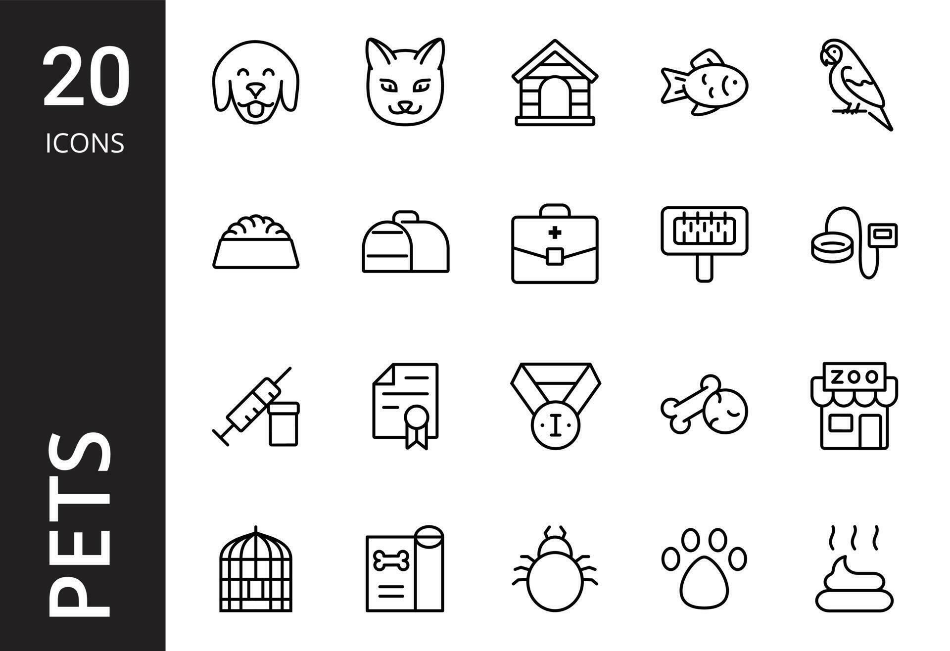 Icons set of pets 23877748 Vector Art at Vecteezy