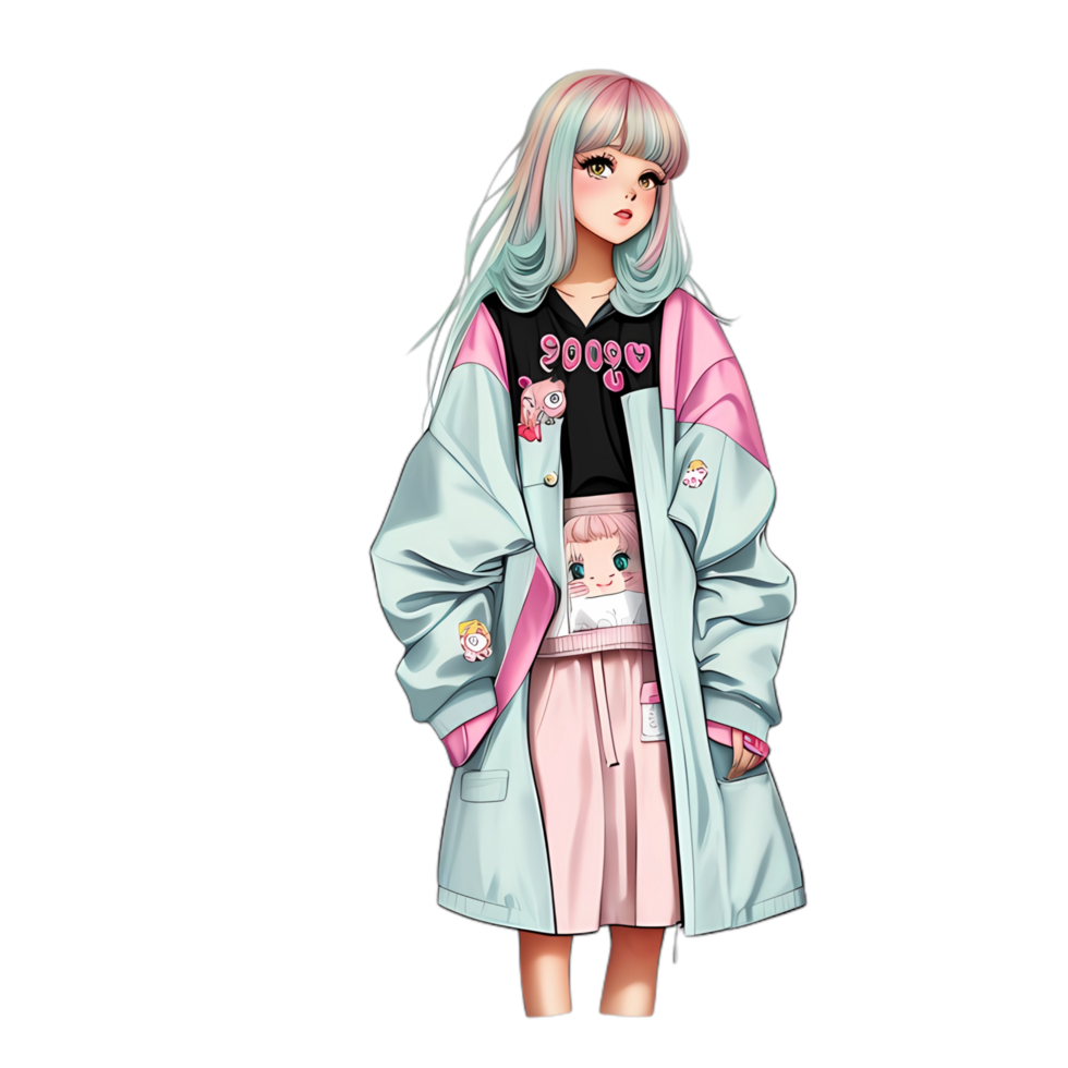 Anime Cute Girl Stickers Ai Generative 23886431 Png