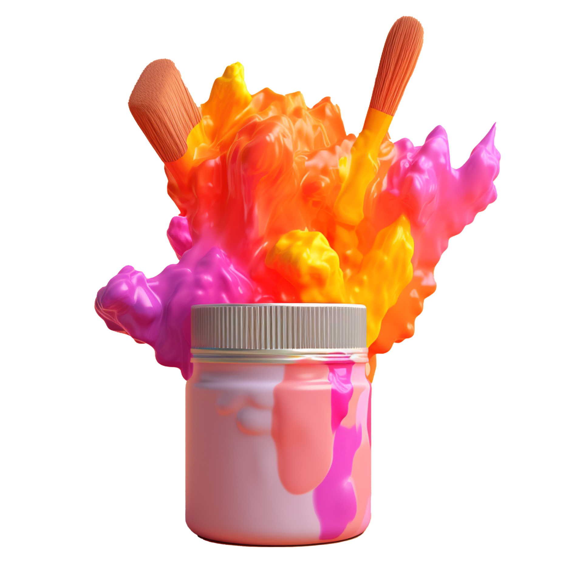 Acrylic Paint Brush In 3D Style Trending Color Palette With Generative acrylic-paint-brush-in-3d-style-trending-color-palette-with-generative