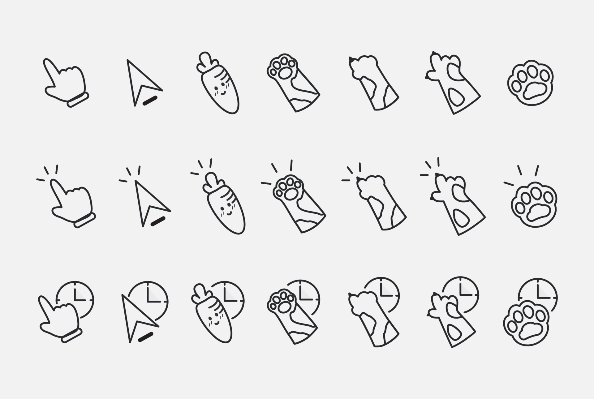 Set Of Cute Mouse Click Cursor Icon Mouse Pointer Set 23888230 Vector 5783