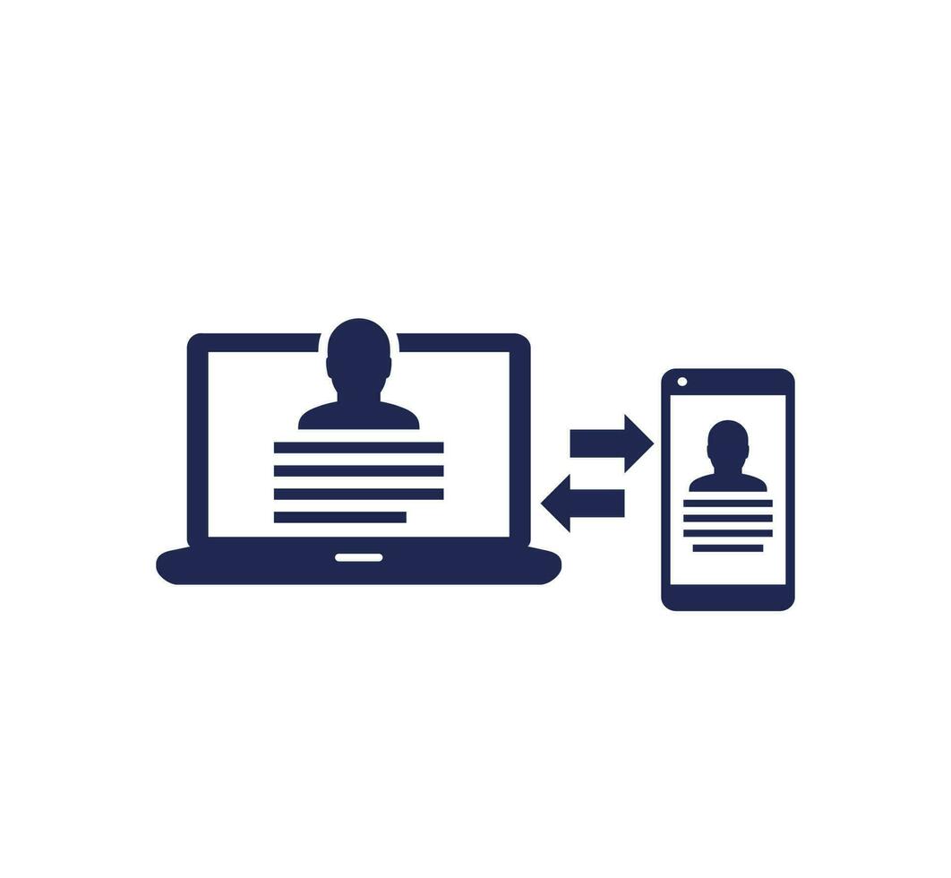 Personal Data Synchronization Between Laptop And Smart Phone Icon
