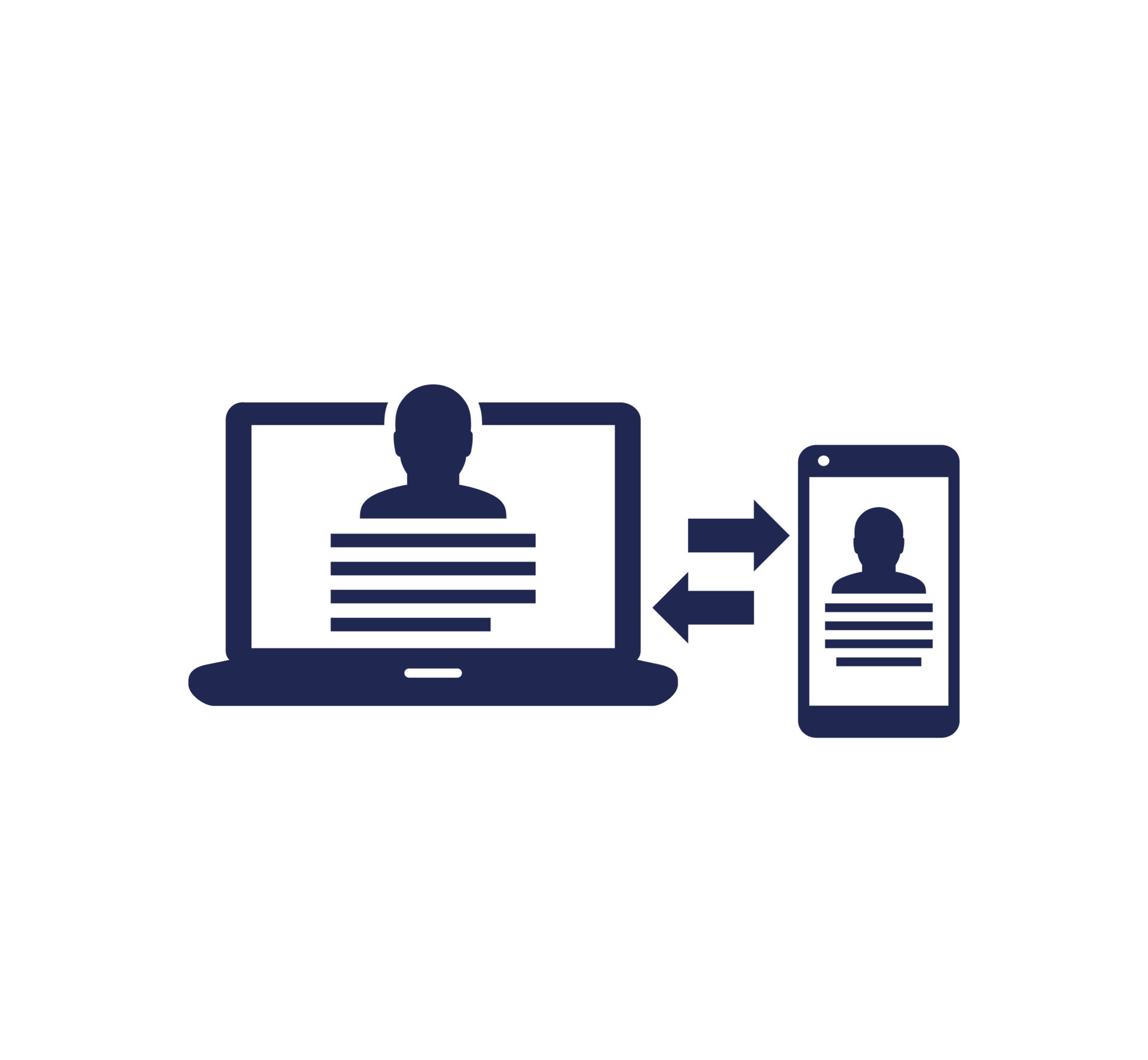 Personal Data Synchronization Between Laptop And Smart Phone Icon