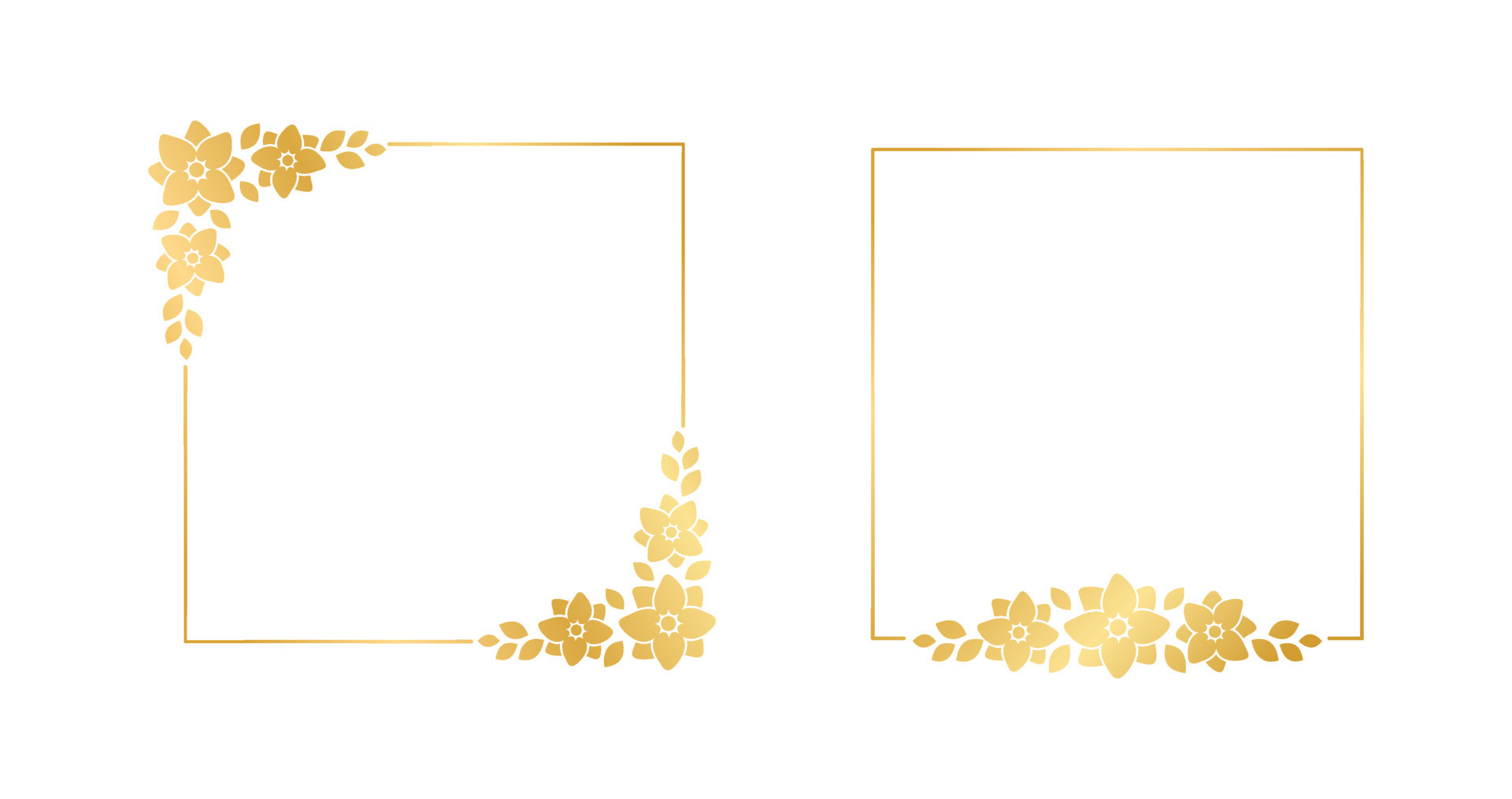 Square gold floral frame collection set. Luxury golden frame border for ... Square gold floral frame collection set. Luxury golden frame border for ...