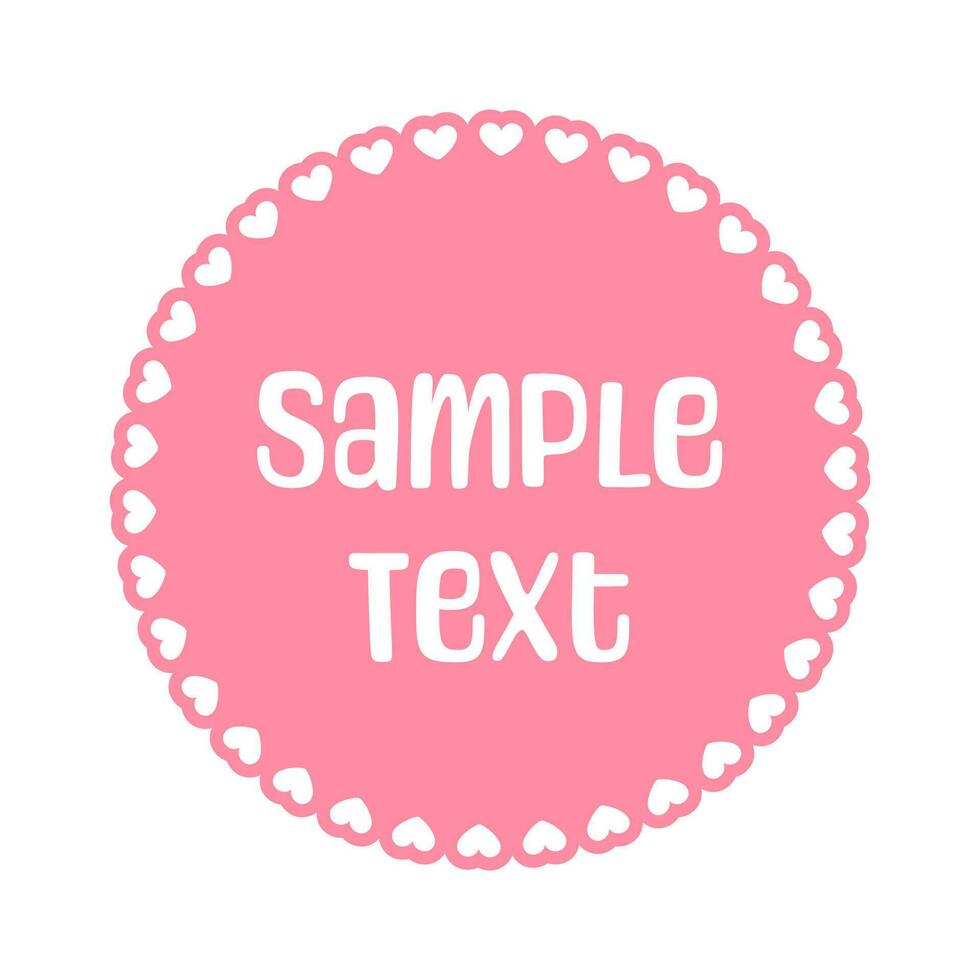Round Scalloped Frame With Hearts Pattern Text Frame Pastel Cute Valentines Frame Border