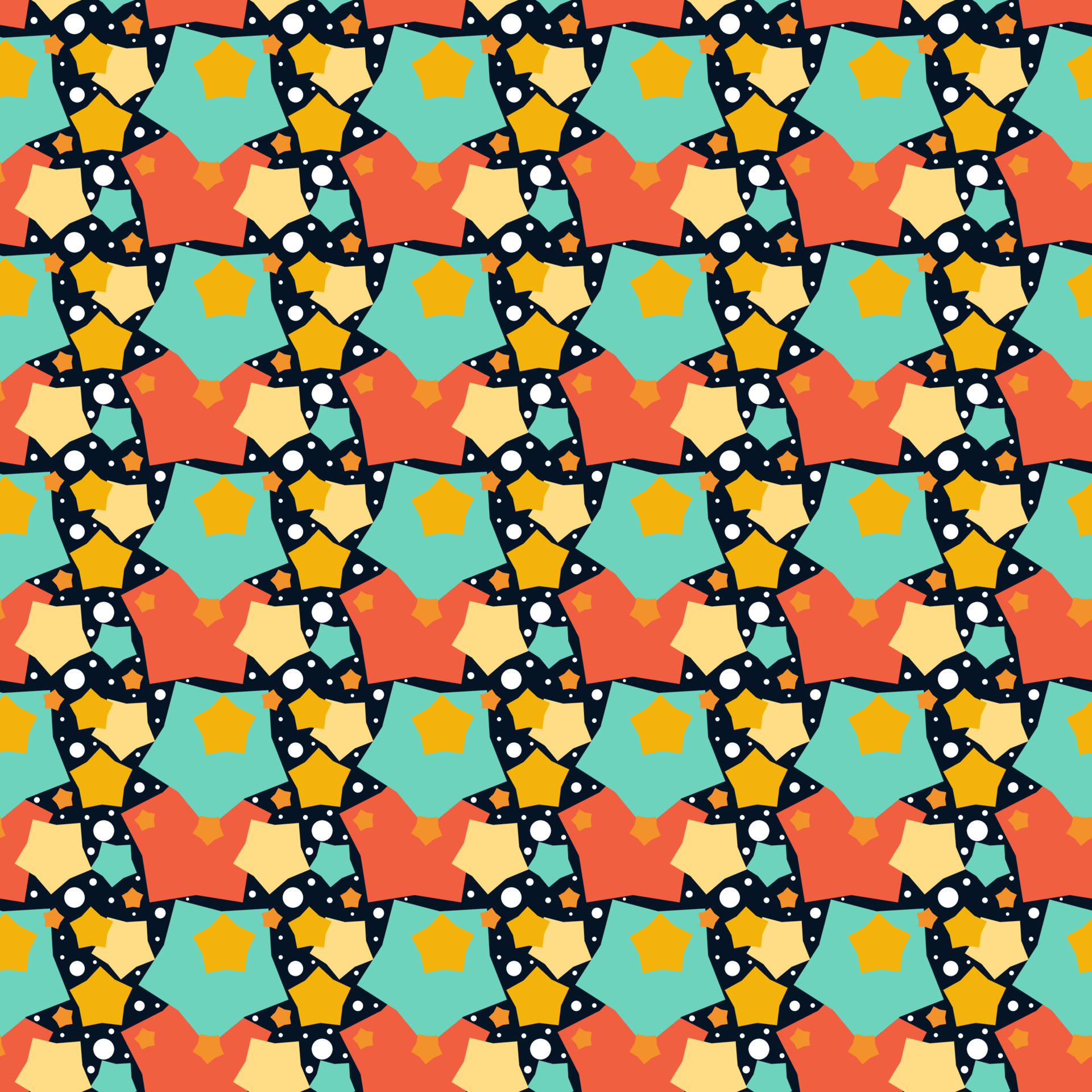 Seamless Stars Pattern On Dark Background Star Vector Illustration