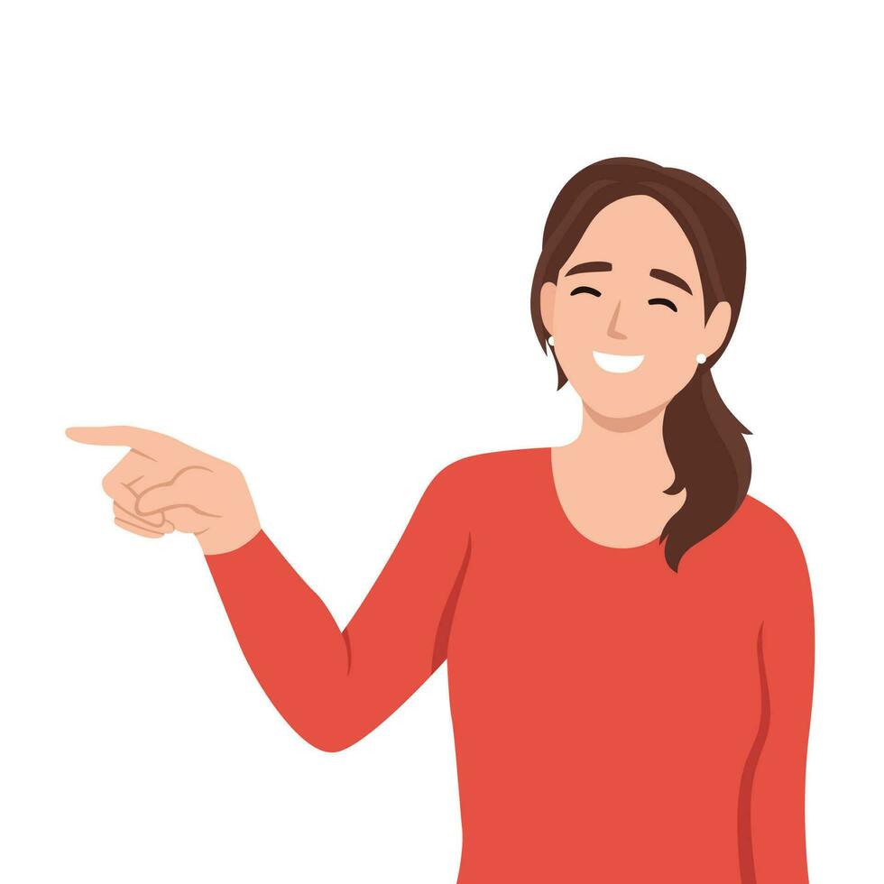 Young woman laughing while pointing. Flat vector 23893164 Vector Art at ...