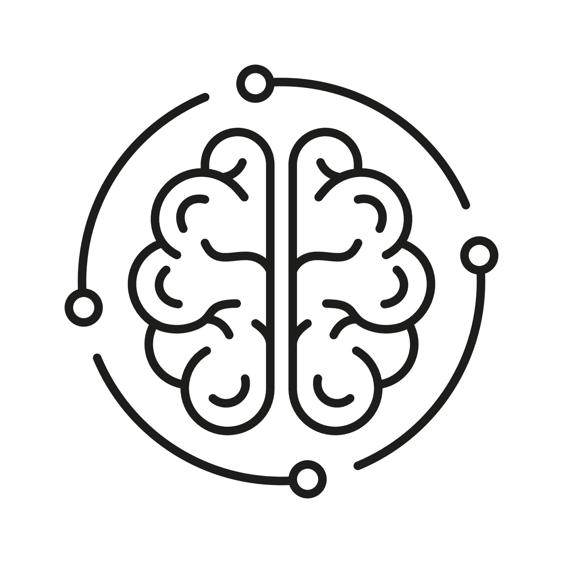 Human Brain and Digital Technology Black Line Icon. Tech Science Linear ...