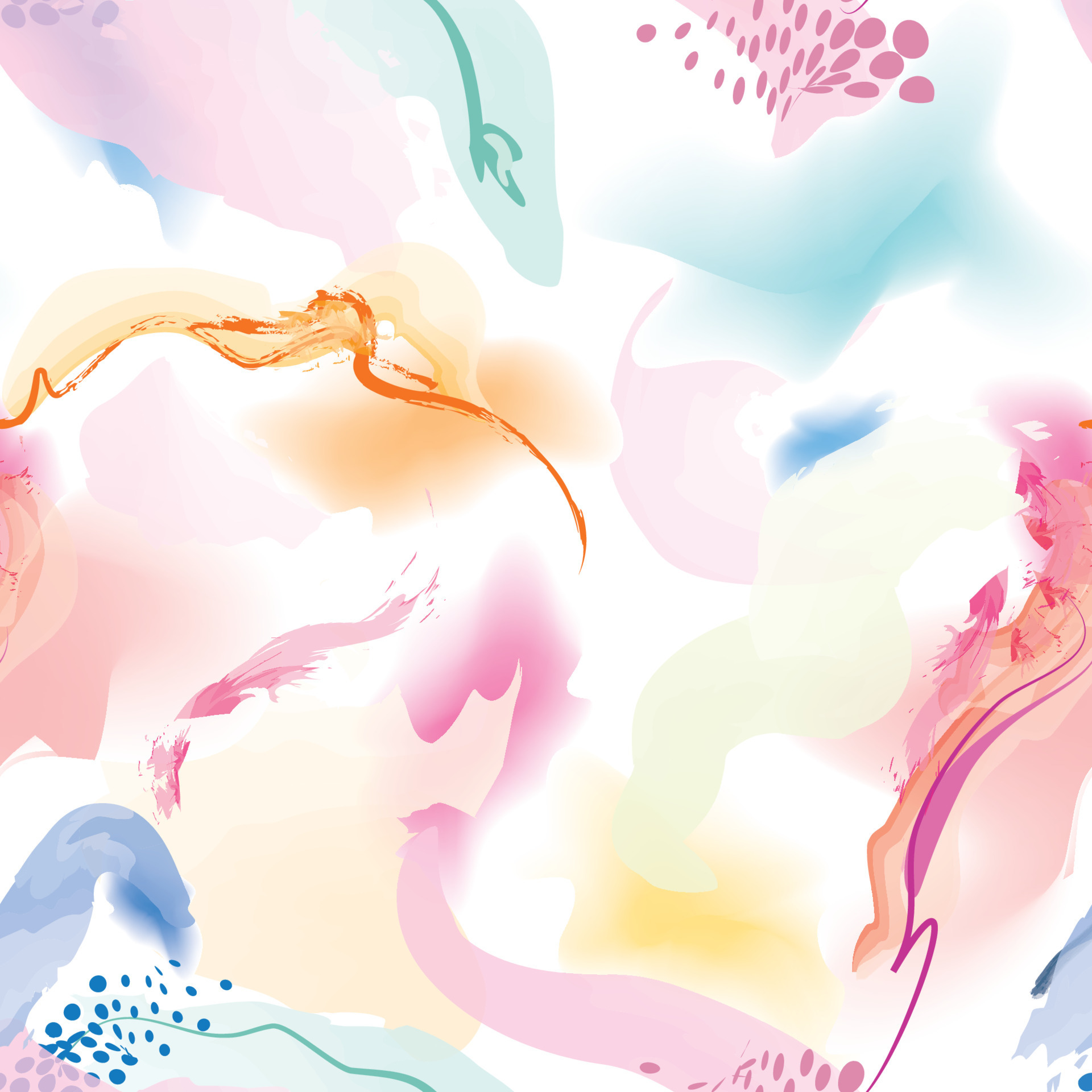 Abstract Wavy Lines Beautiful Seamless Watercolored Texture Endless Pattern In Bright Spring