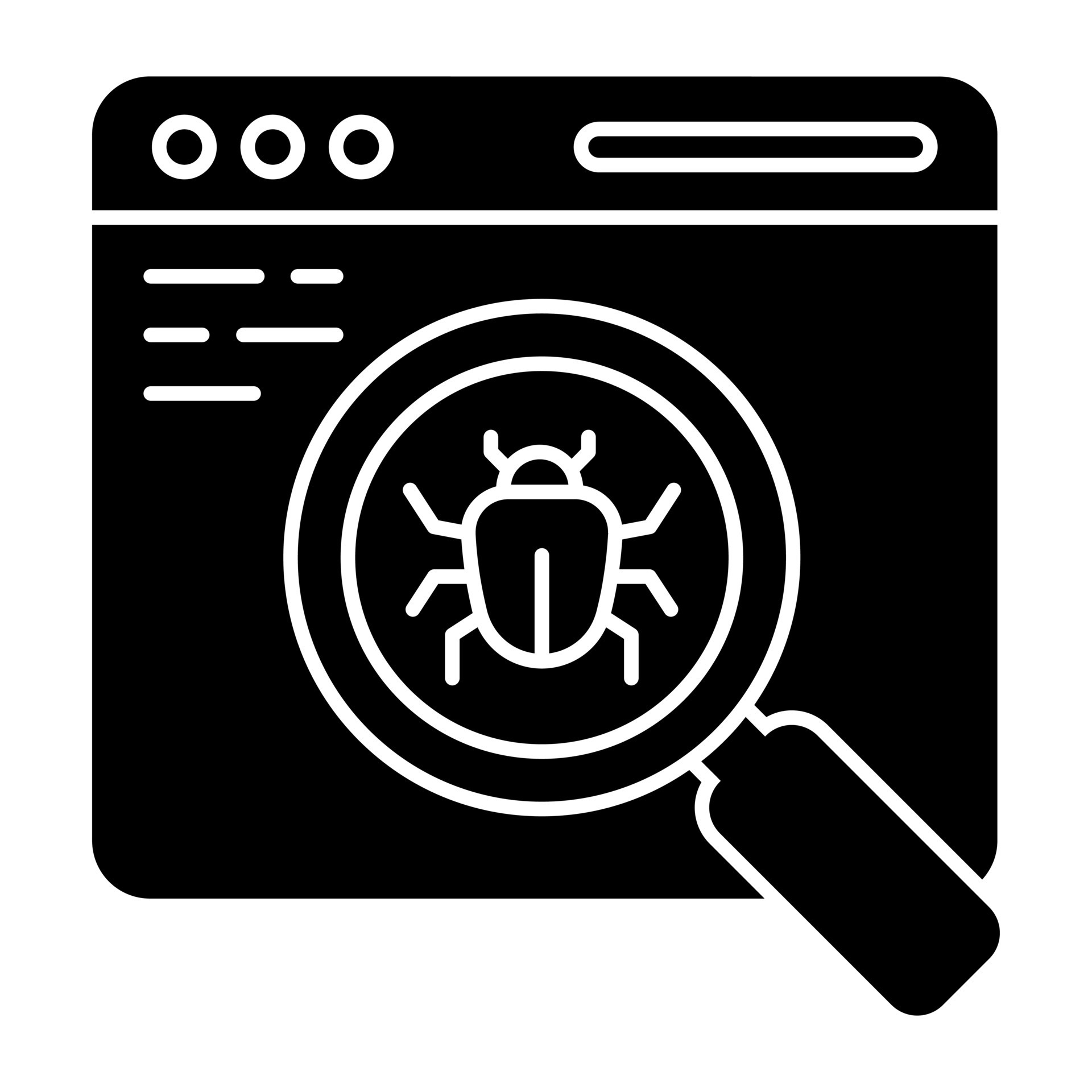 Virus Under Magnifying Glass Debugging Icon 23897837 Vector Art At Vecteezy