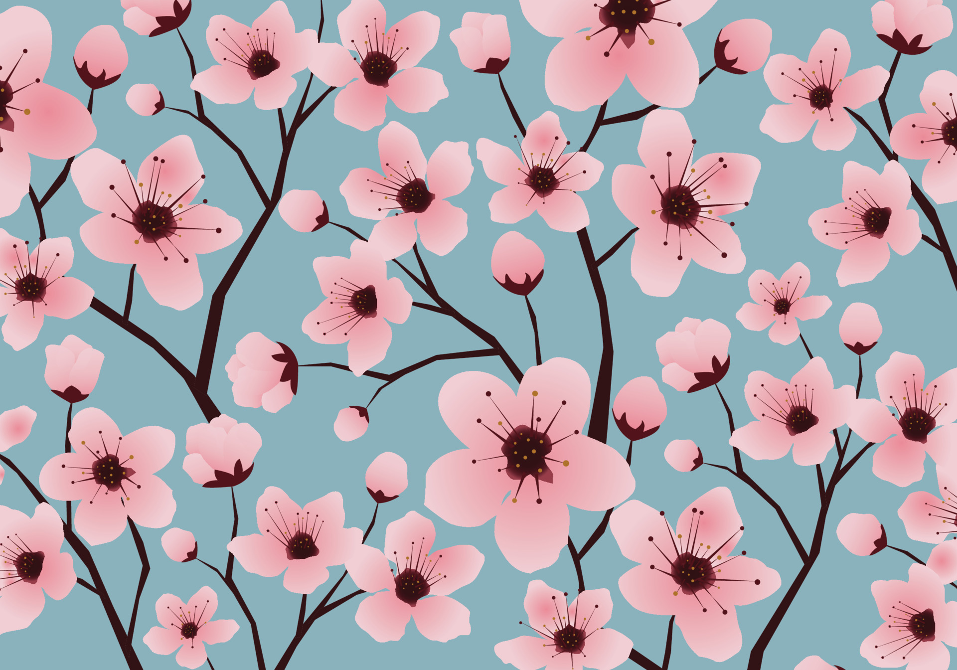 Cherry Blossom Japanese Sakura Flower Seamless Pattern 23898806 Vector Art At Vecteezy