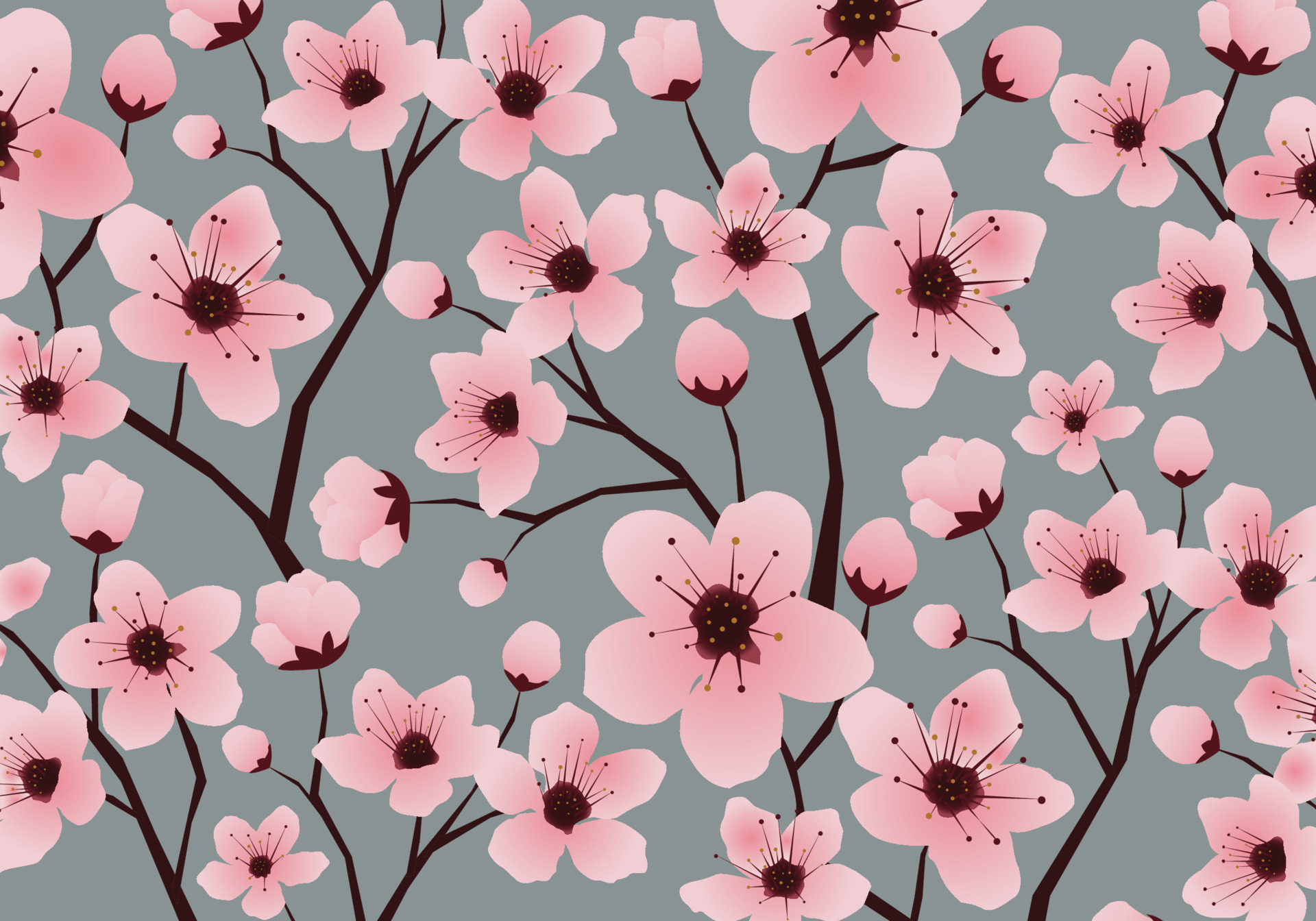 Cherry Blossom Japanese Sakura Flower Seamless Pattern 23898913 Vector Art At Vecteezy