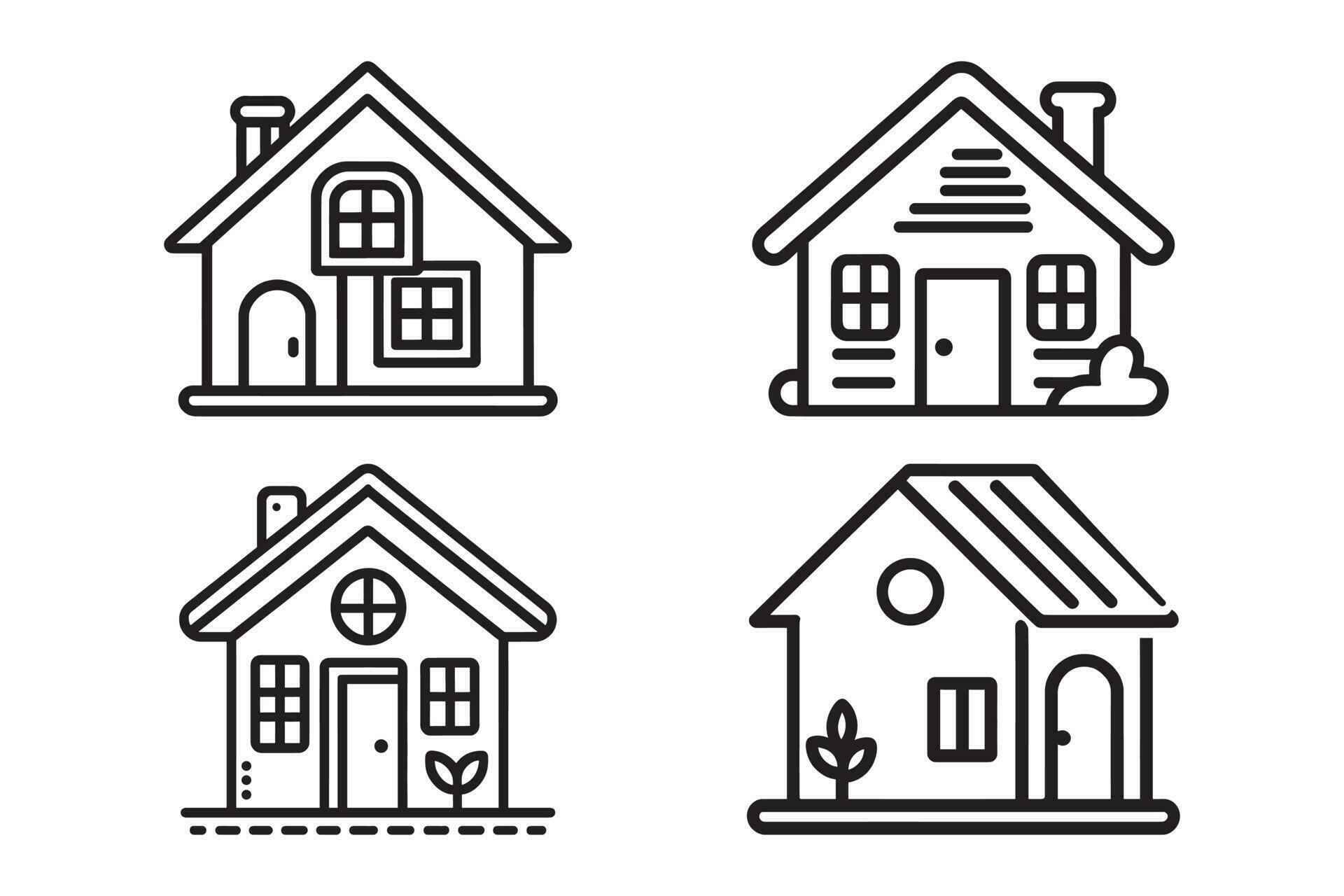 Home Icon Set Illustration Of House Icons Black And White House Icon