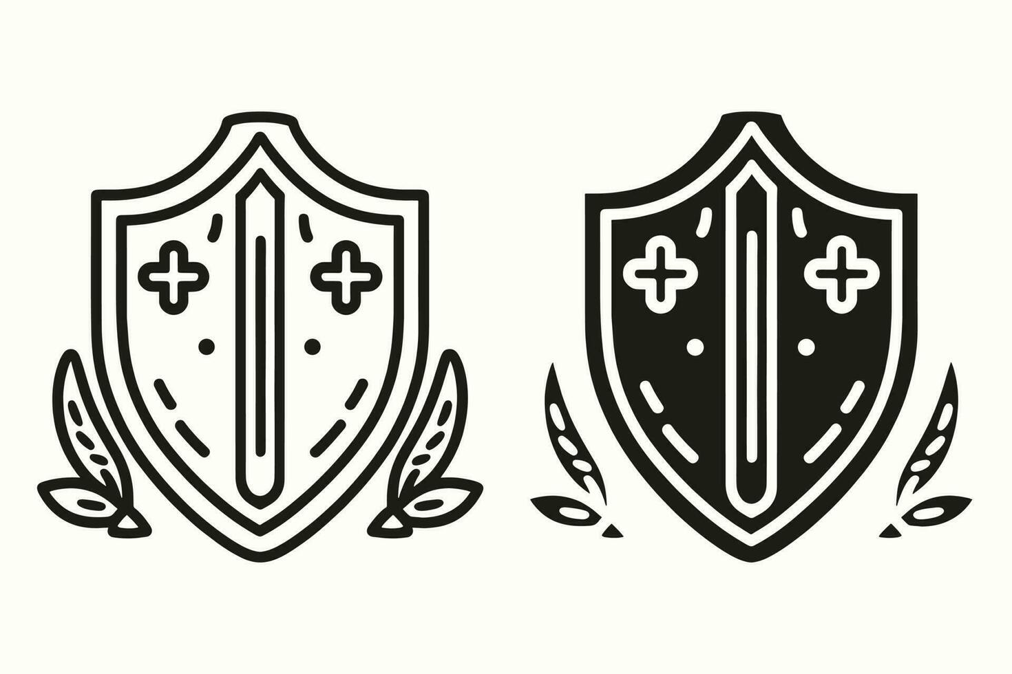 Shield Vector Shield Outline Style Line Art Medieval Shield Royal