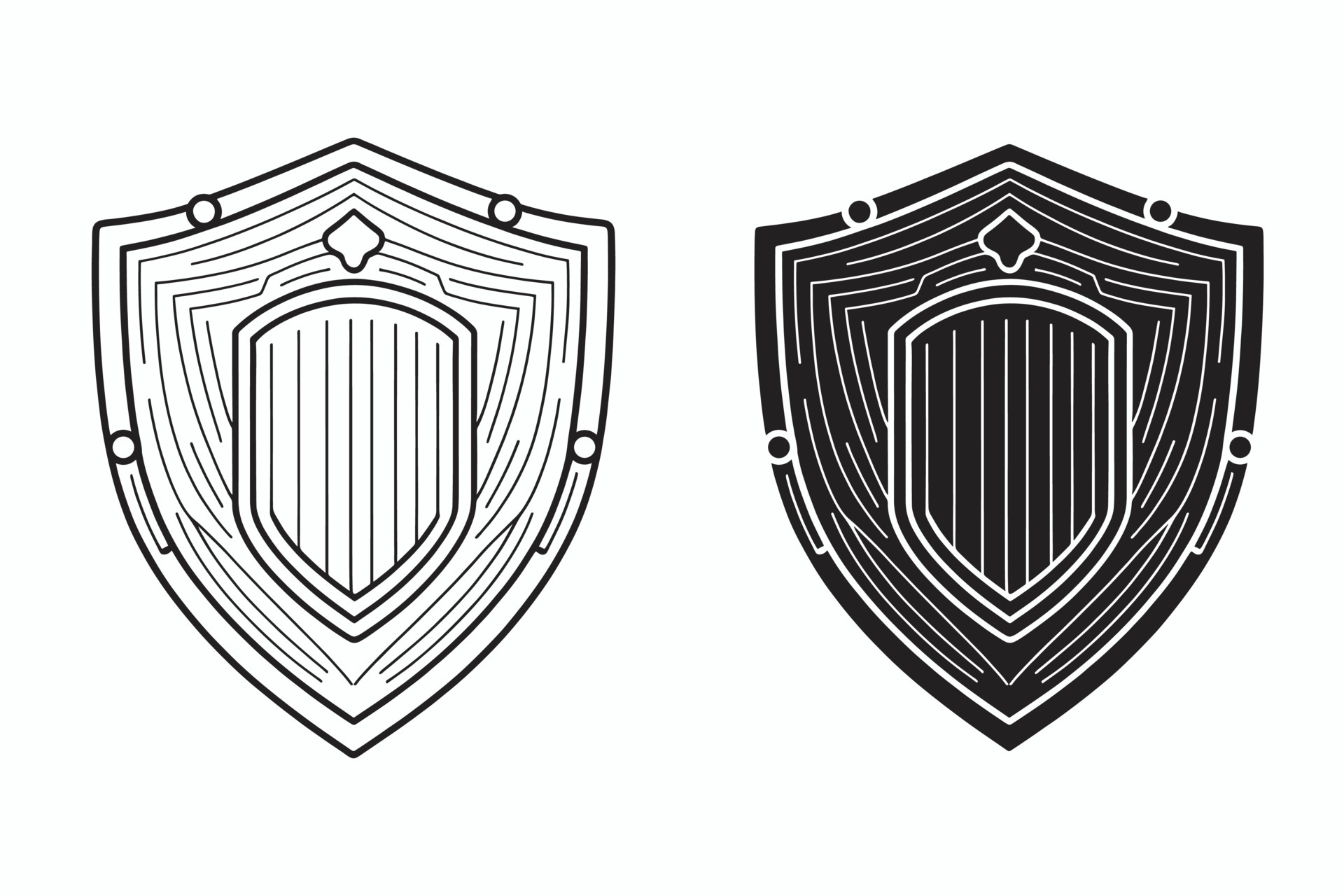 Shield vector, Shield outline style line art, medieval shield, Royal ... Shield vector, Shield outline style line art, medieval shield, Royal ...