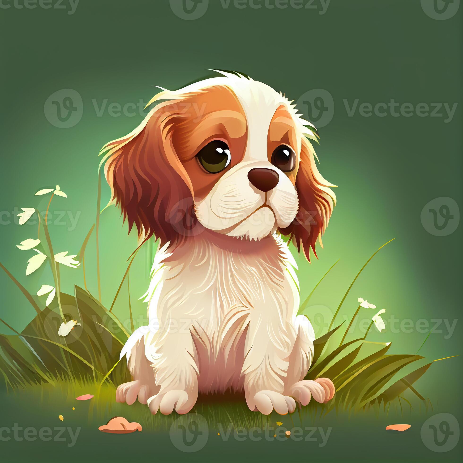 cocker spaniel perro digital Arte dibujos animados dibujo. animal y mascota concepto. retrato ...