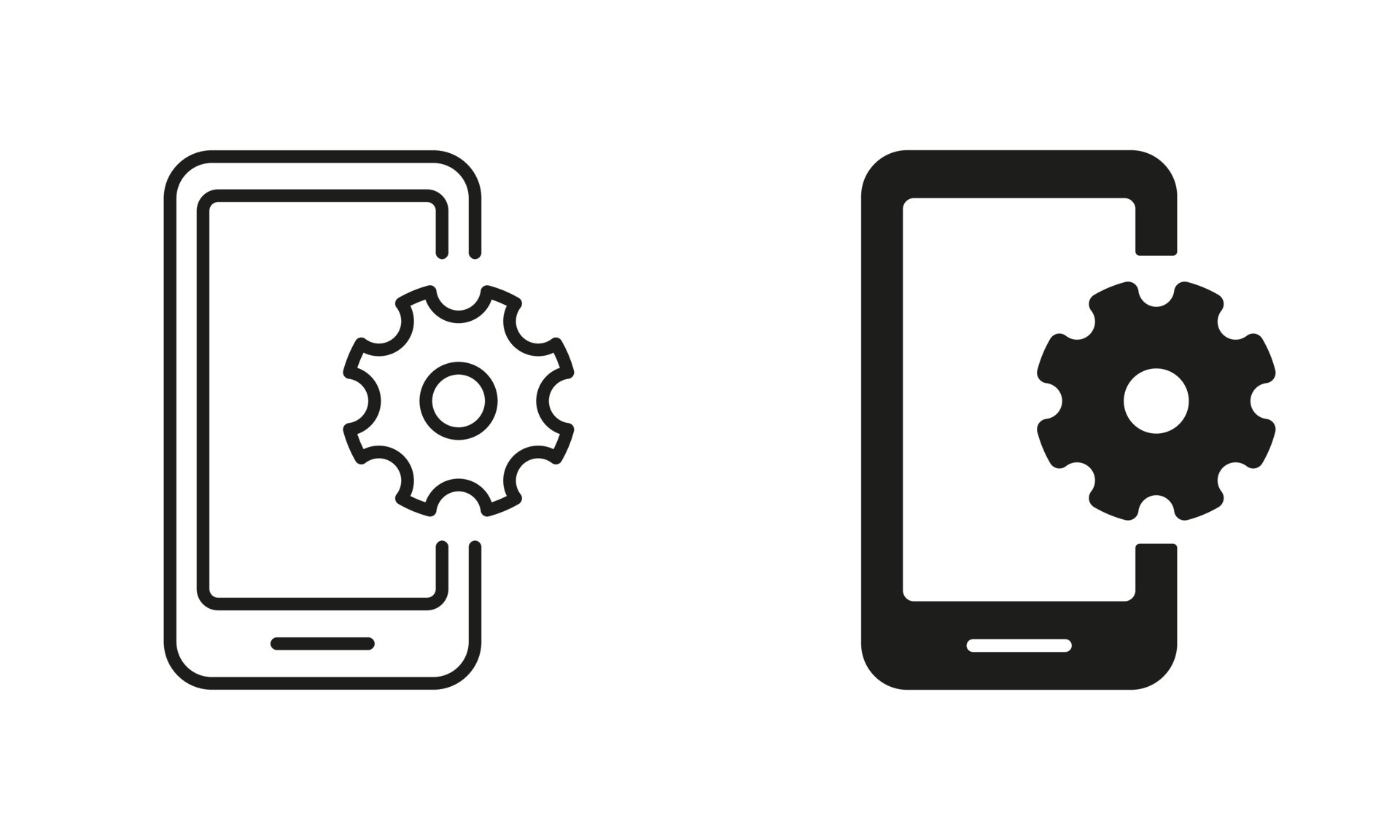 Update Smartphone Line And Silhouette Icon Set Updating Operating