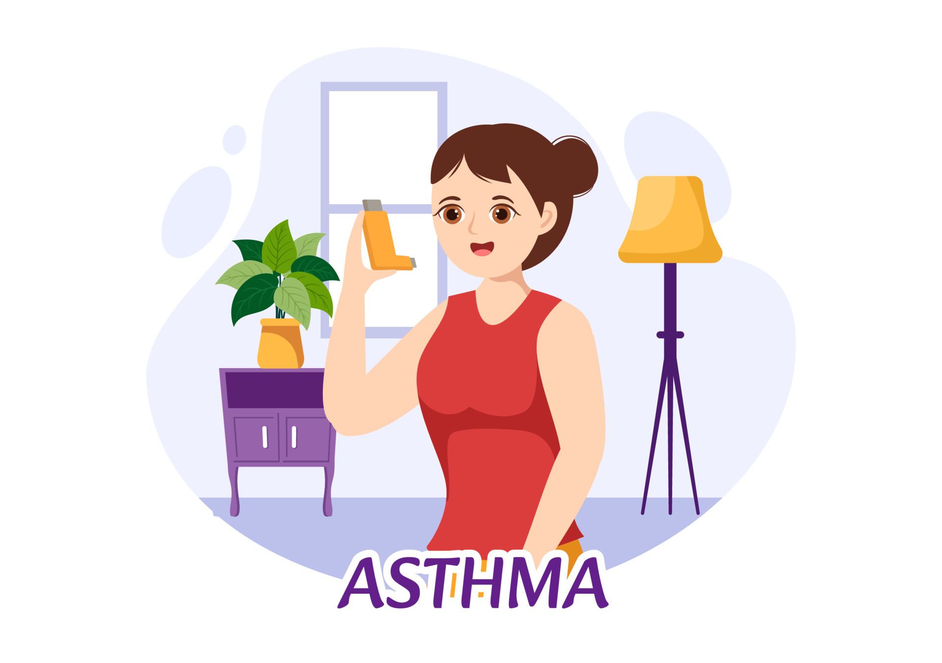 Asthma Disease Vector Illustration with Human Lungs and Inhalers for Breathing in Healthcare ...