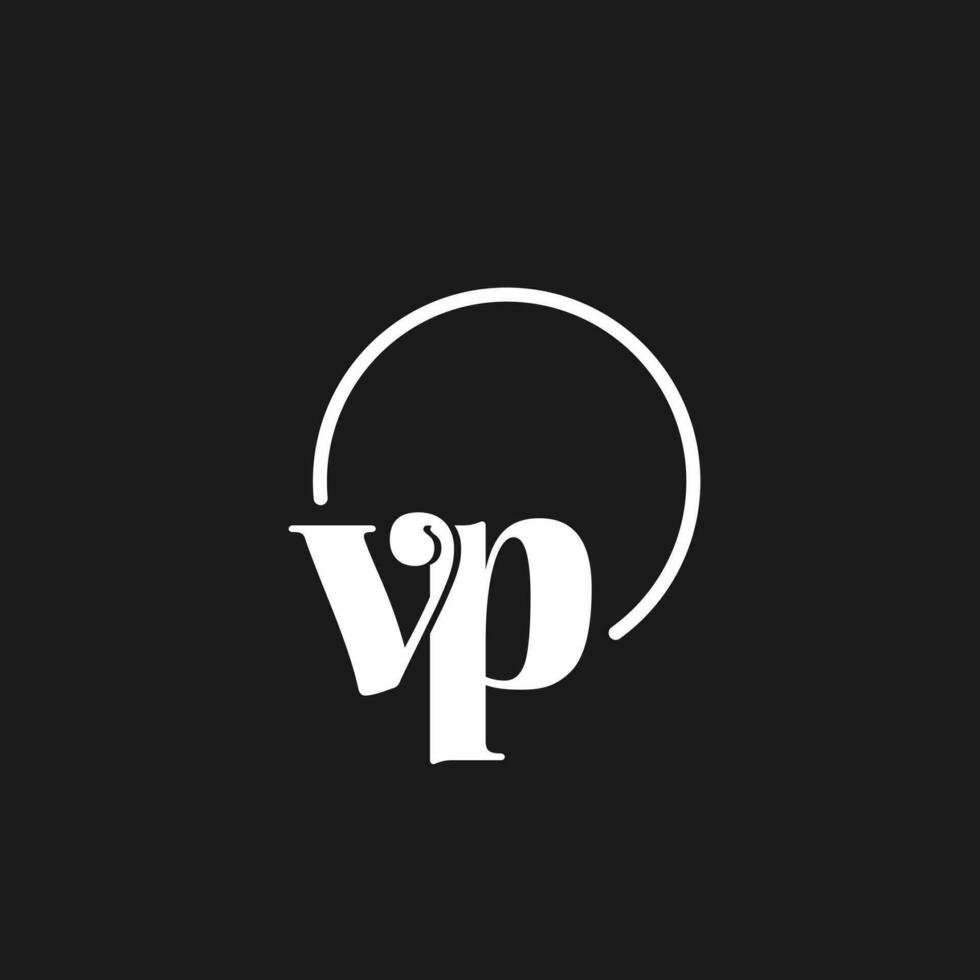 VP logo initials monogram with circular lines, minimalist and clean logo design, simple but ...