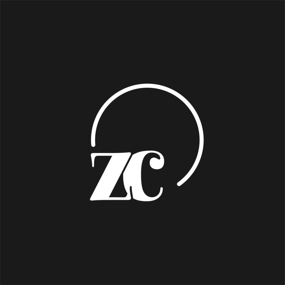 ZC logo initials monogram with circular lines, minimalist and clean logo design, simple but ...