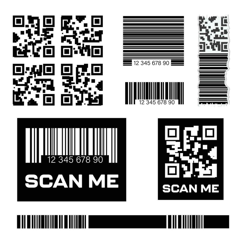 set of barcode and qr code 23904958 Vector Art at Vecteezy