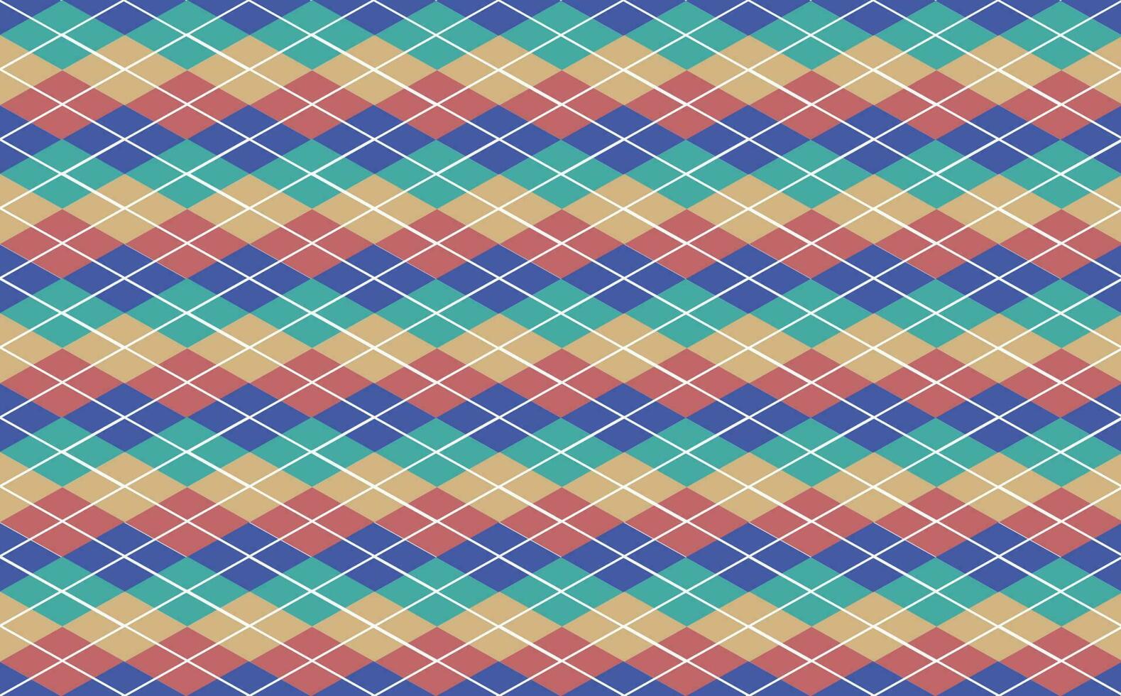 Vintage seamless argyle pattern. Colorful rhombus pattern consists of purple, green, red, and ...