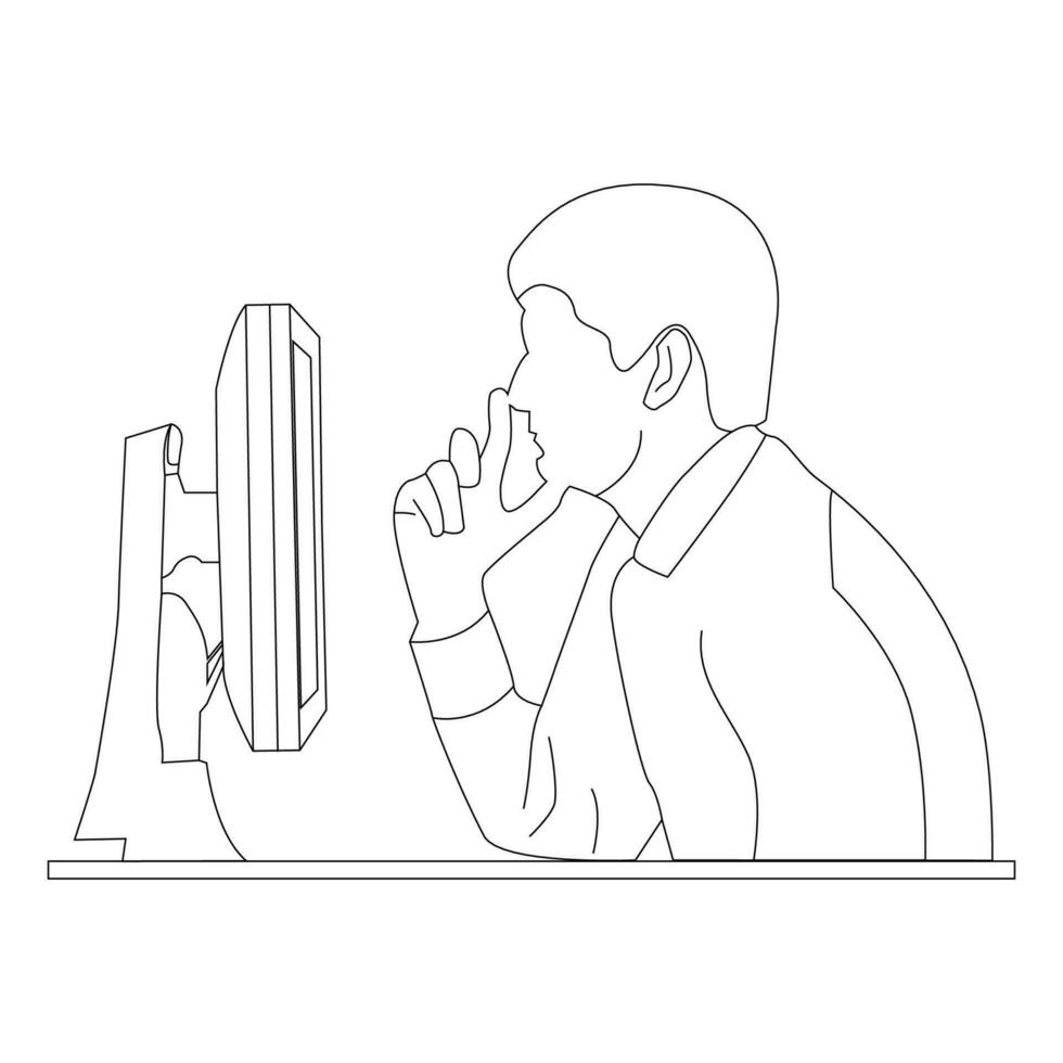 Man Tension in Front Of Computer 23907765 Vector Art at Vecteezy