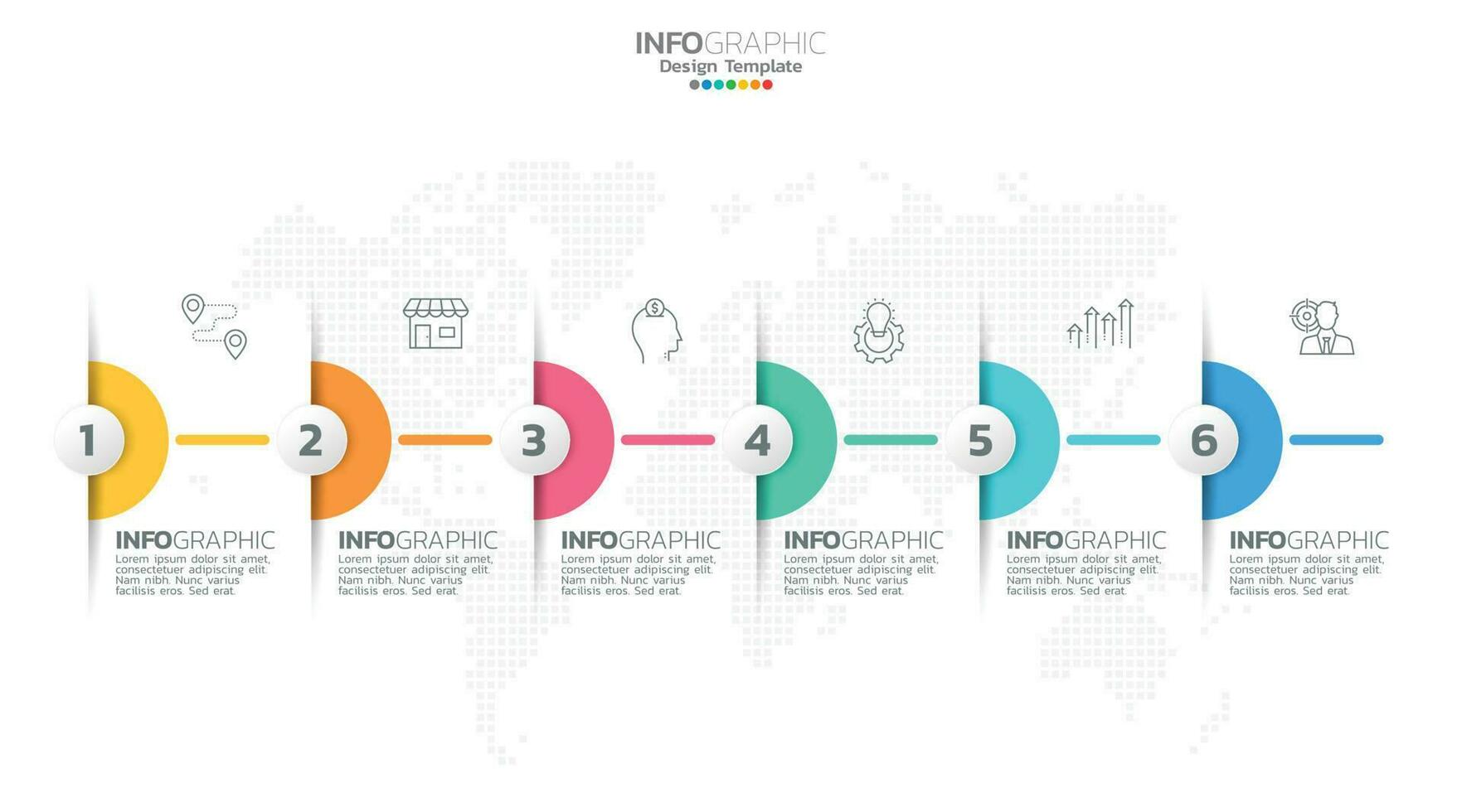 Timeline infographic vector with 6 steps can be used for workflow ...
