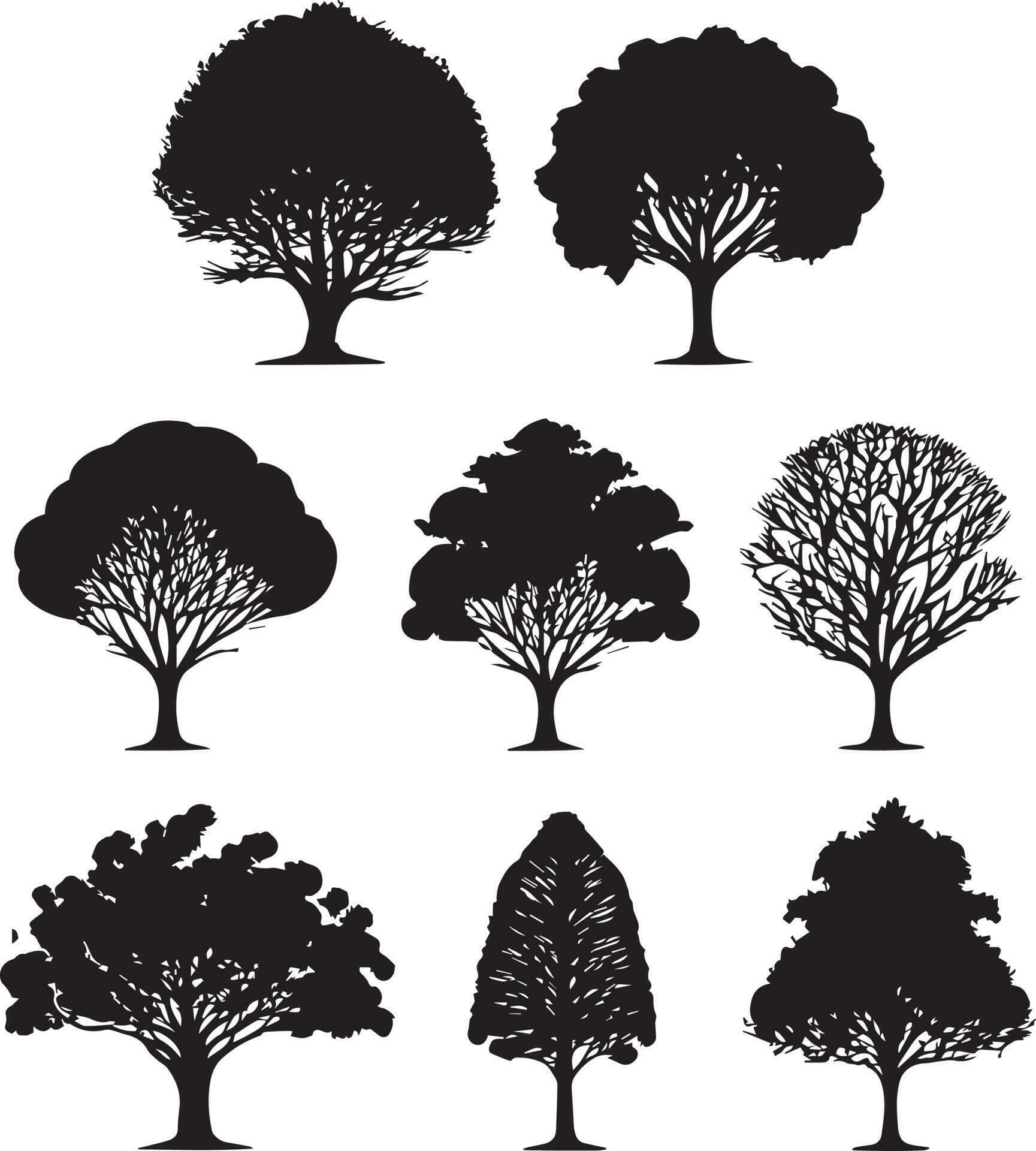 Vector Set of plant and tree silhouette illustration, Minimalist tree ...
