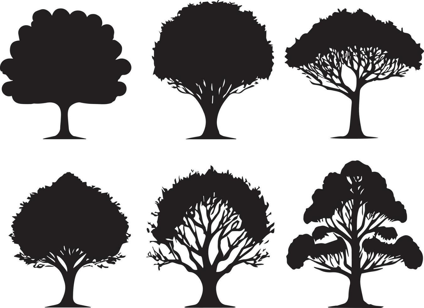 Vector Set of plant and tree silhouette illustration, Minimalist tree ...