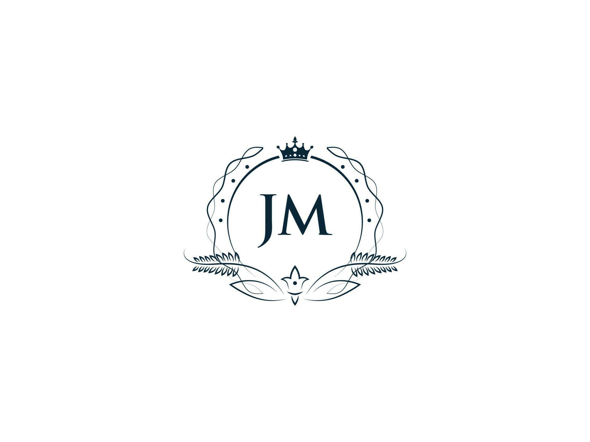 Monogram Jm Feminine Company Logo Design, Luxury Jm mj Royal Crown Logo Icon 23912901 Vector Art ...